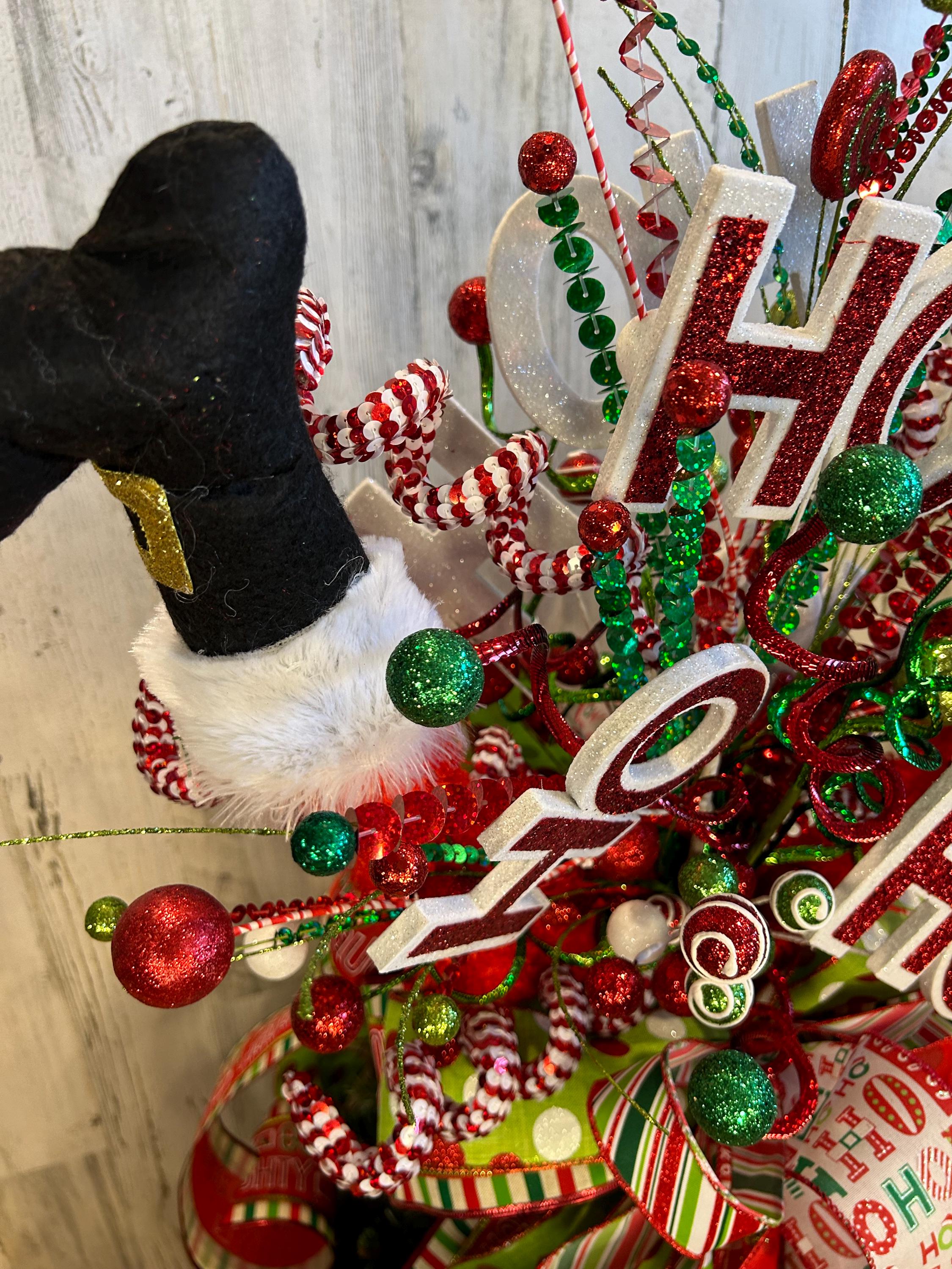 Santa Legs Christmas Tree Topper: Whimsical Holiday Decor - Etsy