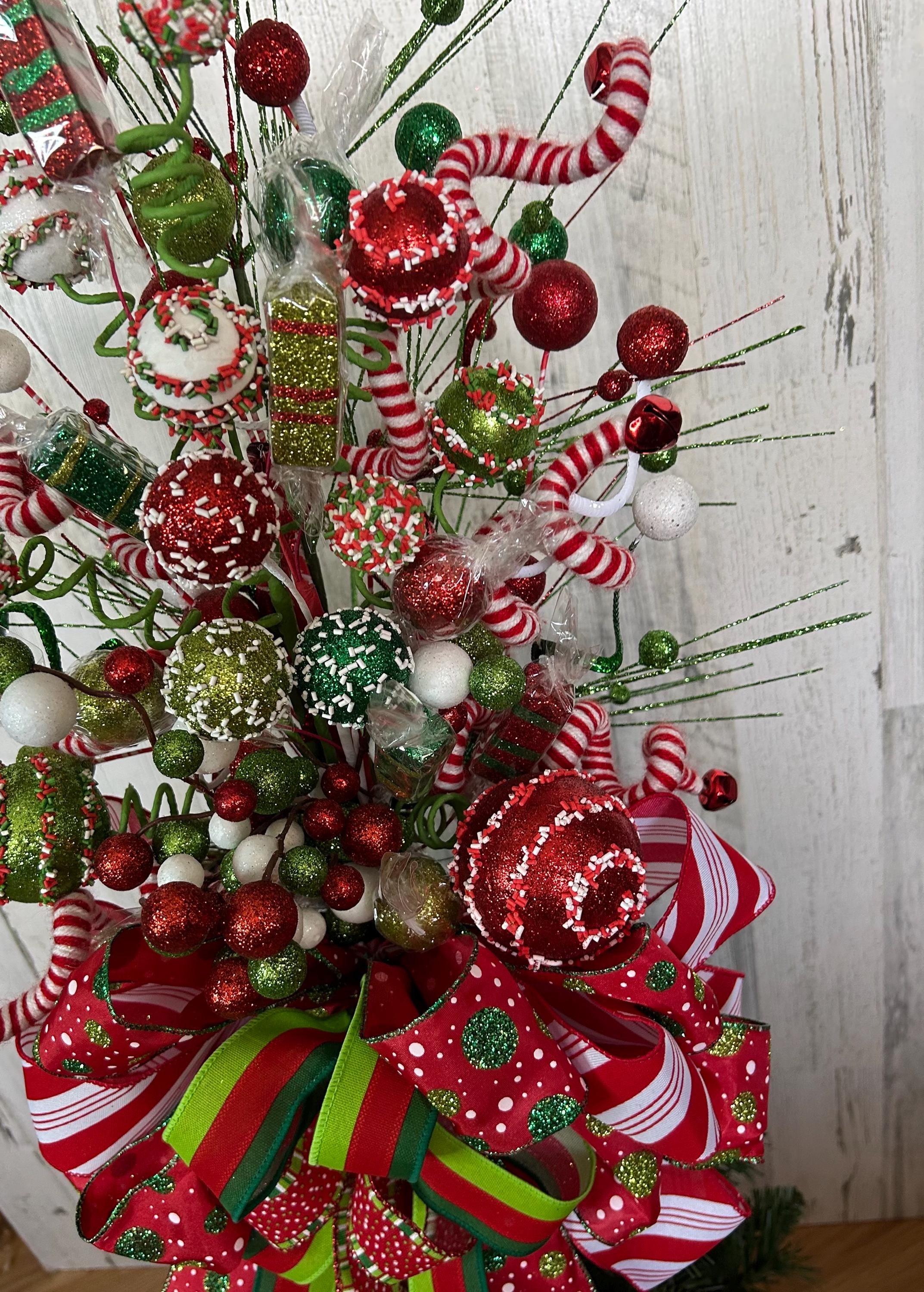 Red and Green Christmas Tree Topper - Whimsical Topper for Christmas ...