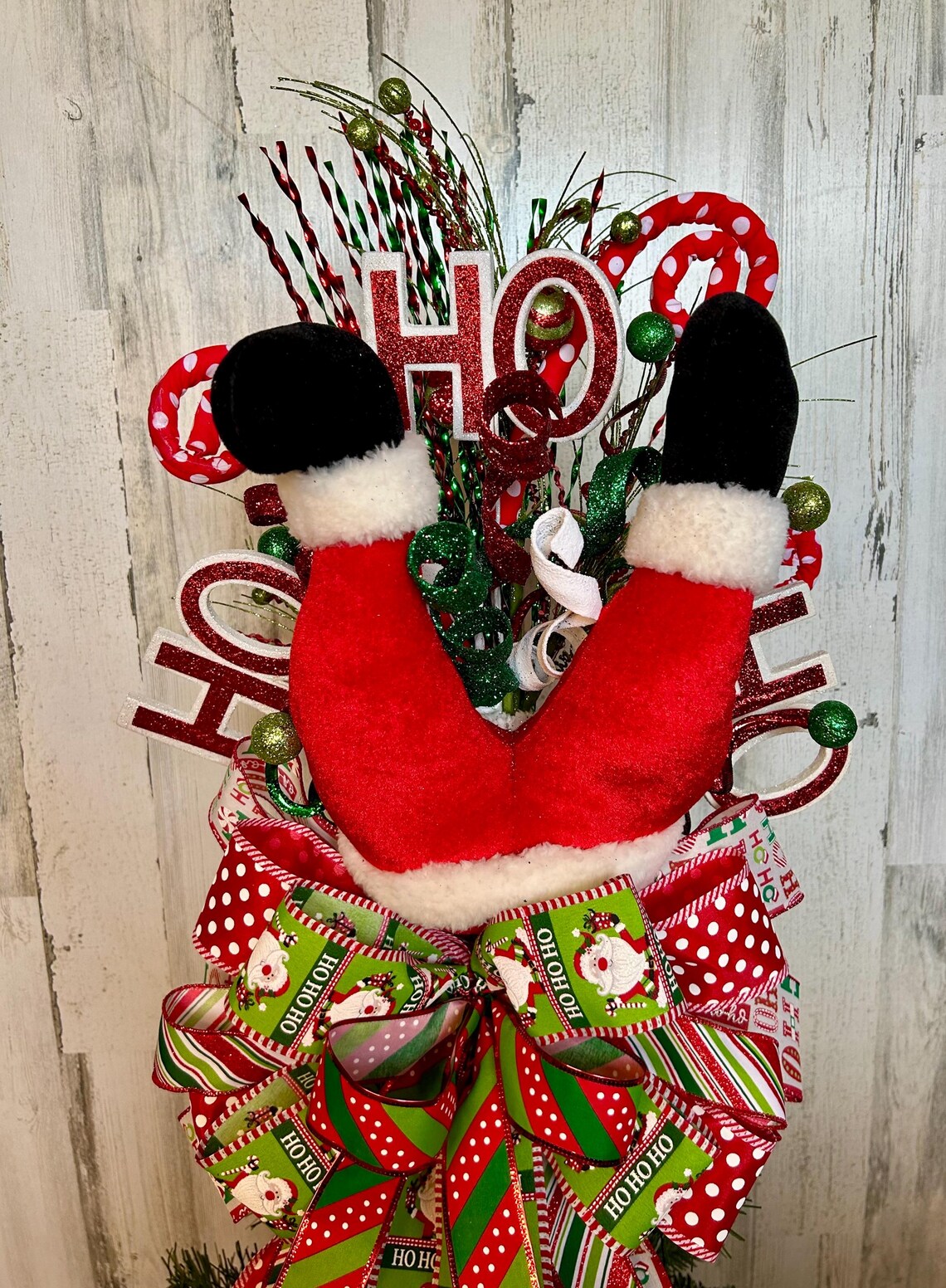 Tree Topper, Santa Leg Tree Topper, Christmas Tree Topper, Christmas ...