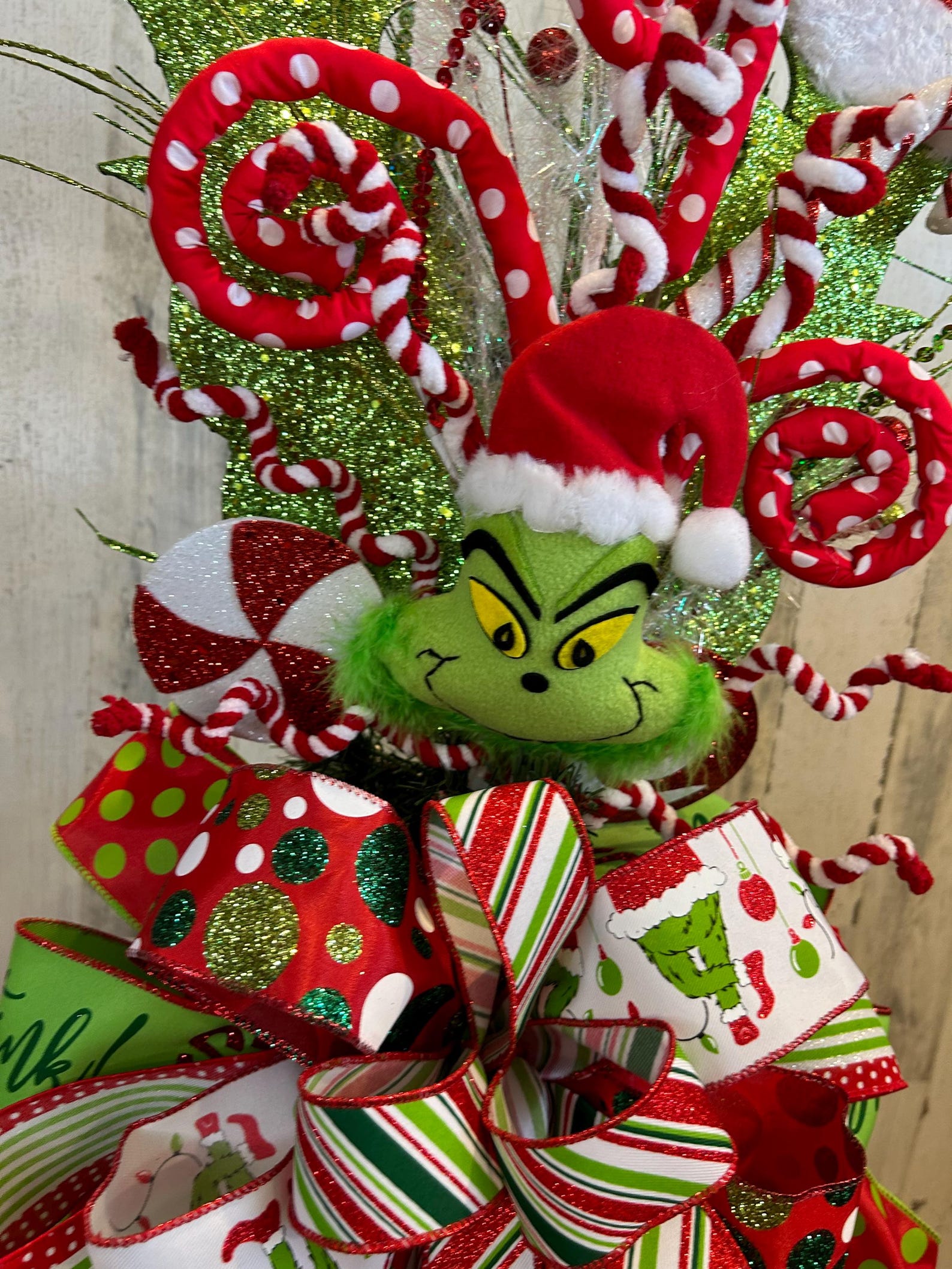 Grinch Inspired Tree Topper, Green Monster Tree Topper, Christmas Tree ...