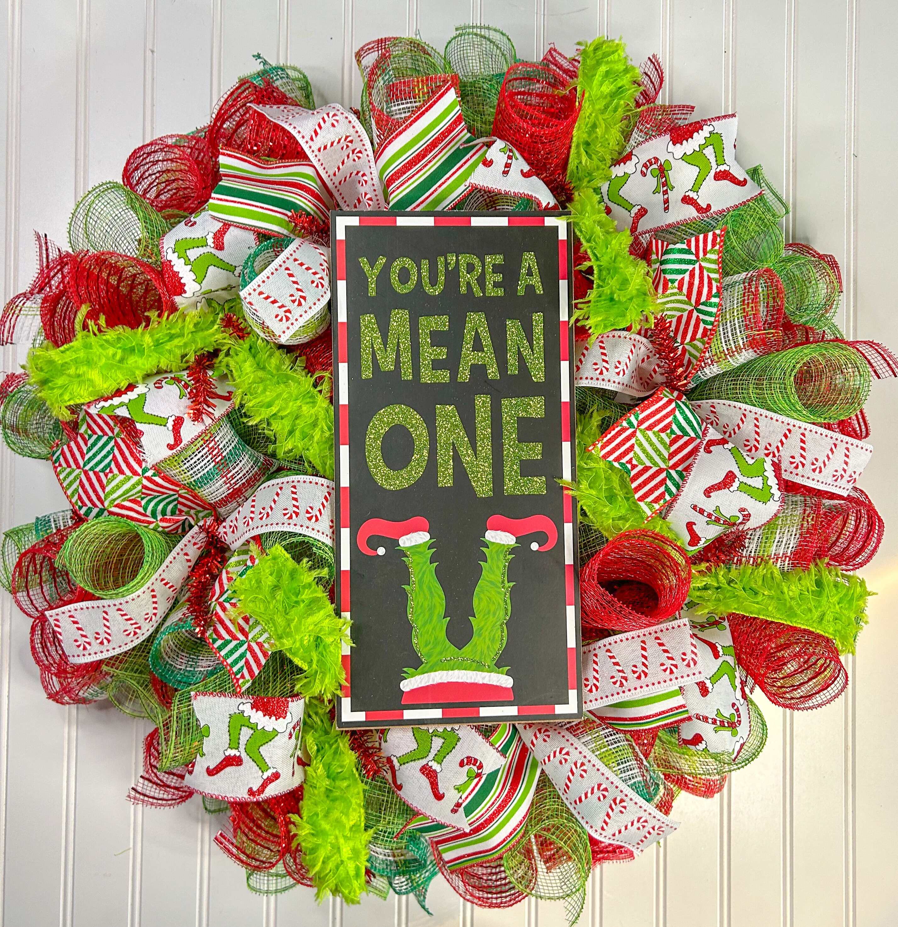 Grinch Wreath, Grinch Christmas Wreath, Grinch Decor, Grinch Wreaths ...