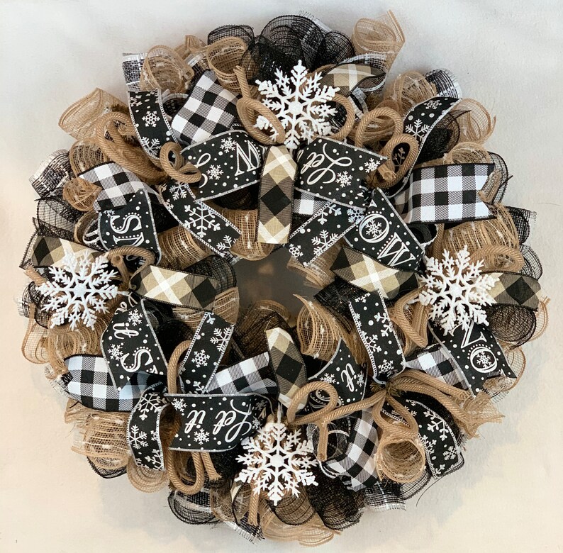 Snowflake Wreath, Buffalo Plaid Christmas Wreath, Winter Wreath ...