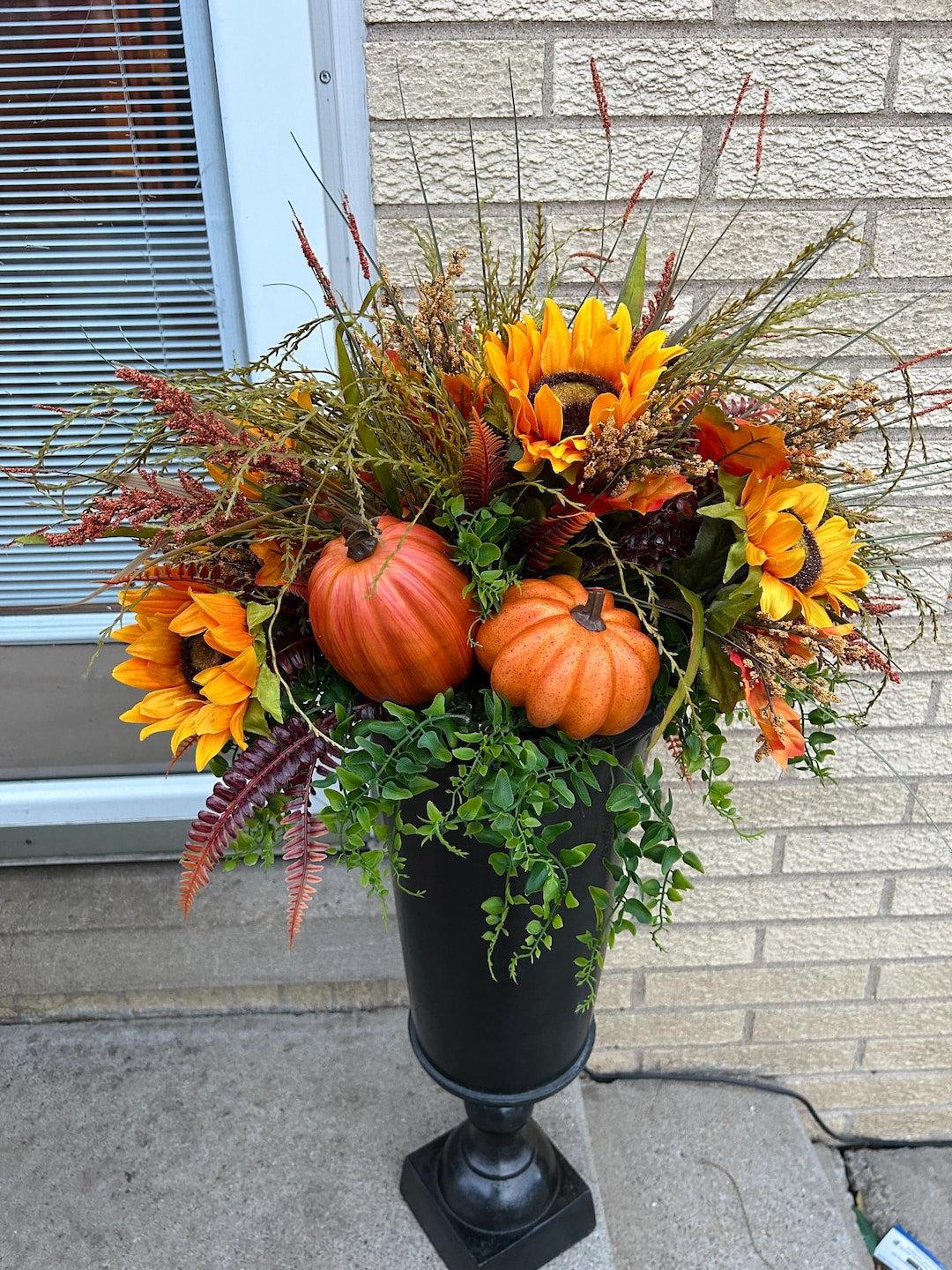 Fall Front Porch Planter, Fall Planter, Fall Floral Arrangement, Fall ...