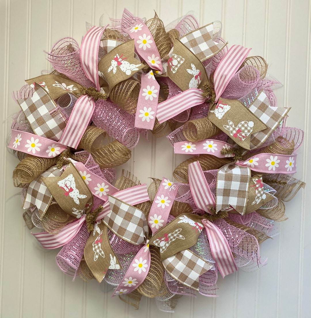 Farmhouse Easter Wreath, Burlap Easter Wreath, Spring Wreath, Easter ...