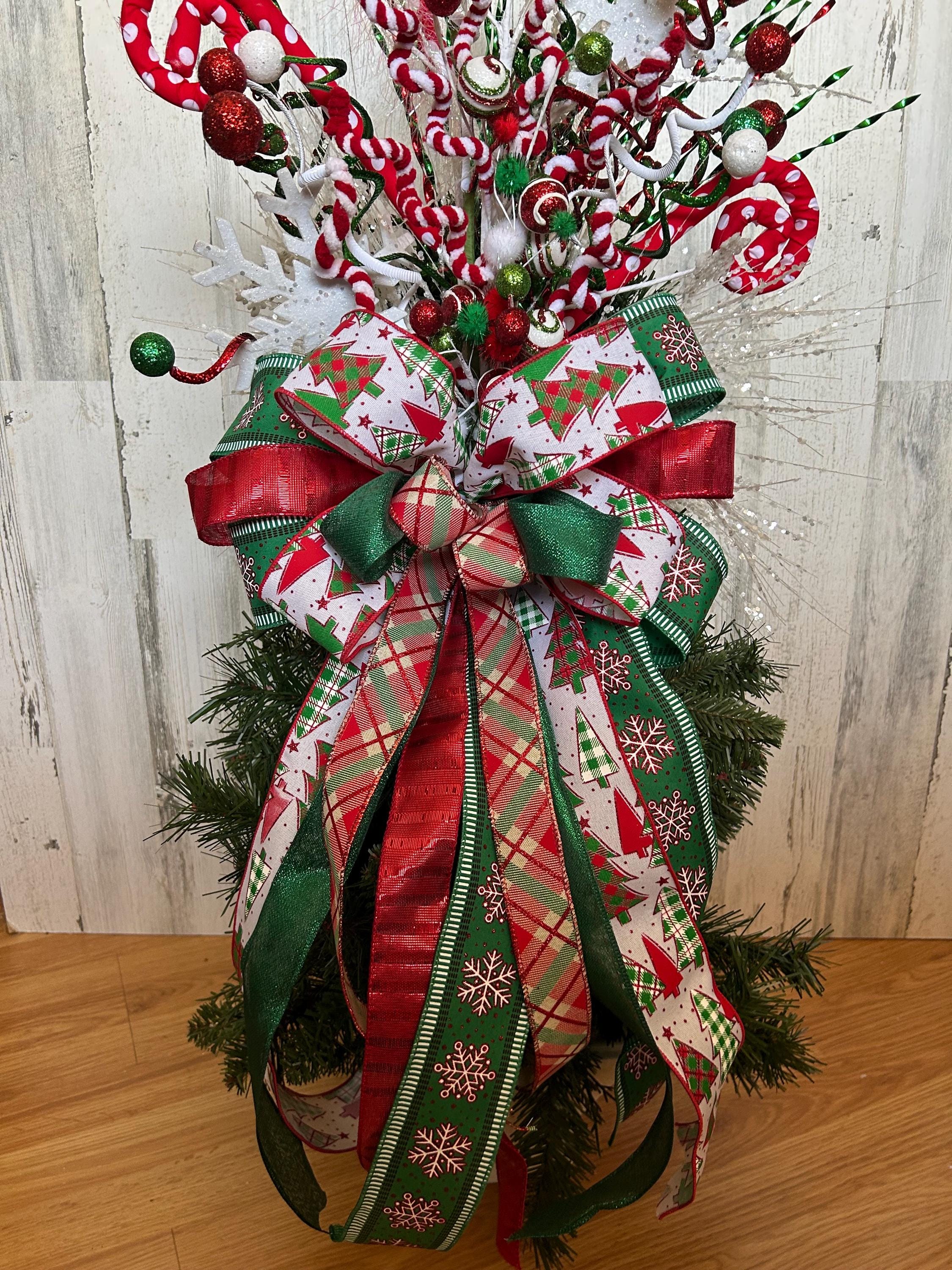 Red and Green Christmas Tree Topper - Whimsical Topper for Christmas ...