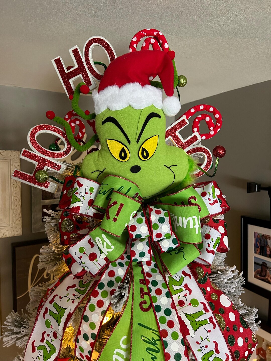 Grinch Inspired Tree Topper, Green Monster Tree Topper, Christmas Tree ...