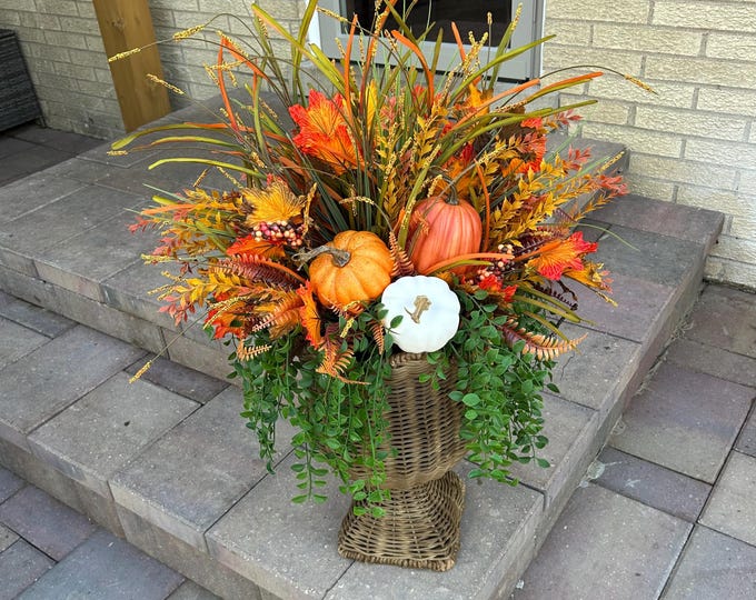Fall Urn Filler: Fall Front Porch Planter, Fall Urn Filler for Outdoors ...