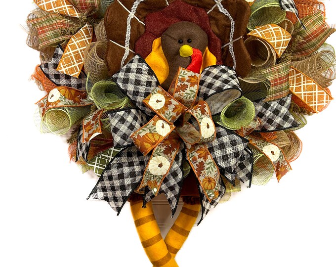 Turkey Wreath, Fall Wreath, Thanksgiving Decor, Turkey Decor, Fall ...