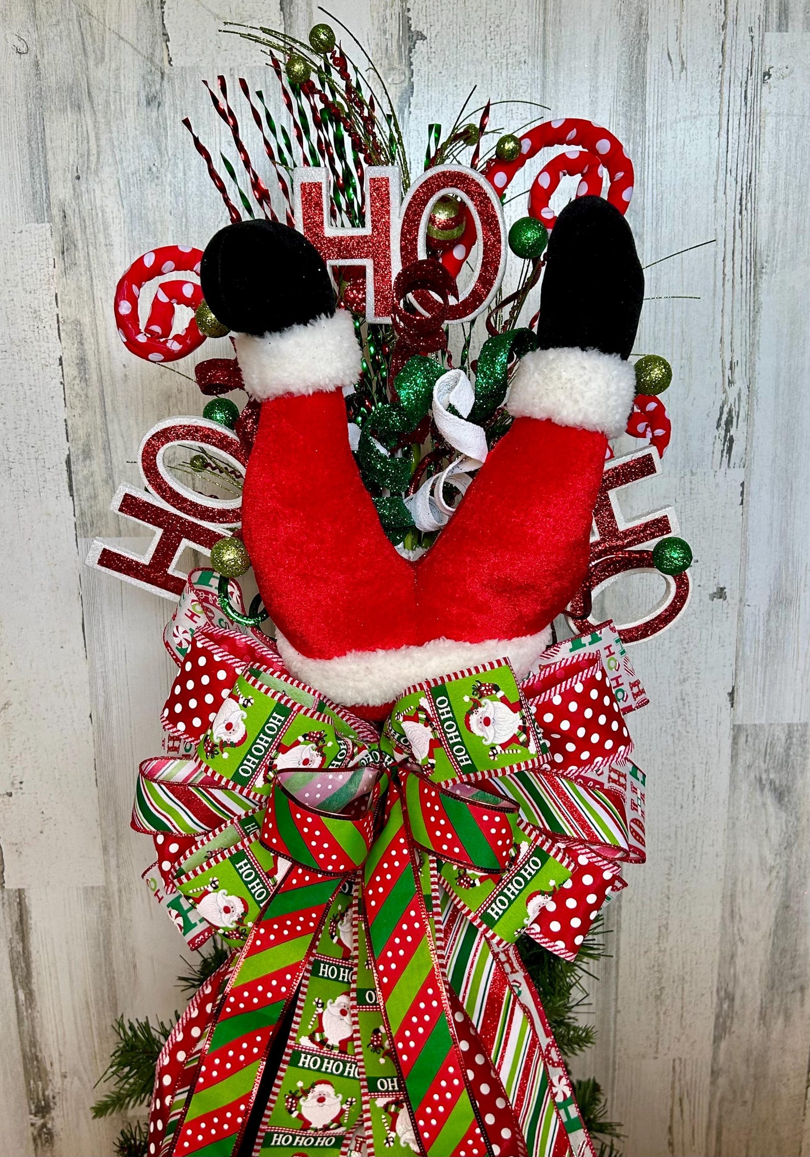 Tree Topper, Santa Leg Tree Topper, Christmas Tree Topper, Christmas ...