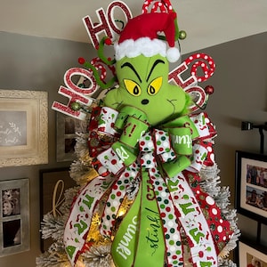 Grinch Inspired Tree Topper, Green Monster Tree Topper, Christmas Tree ...