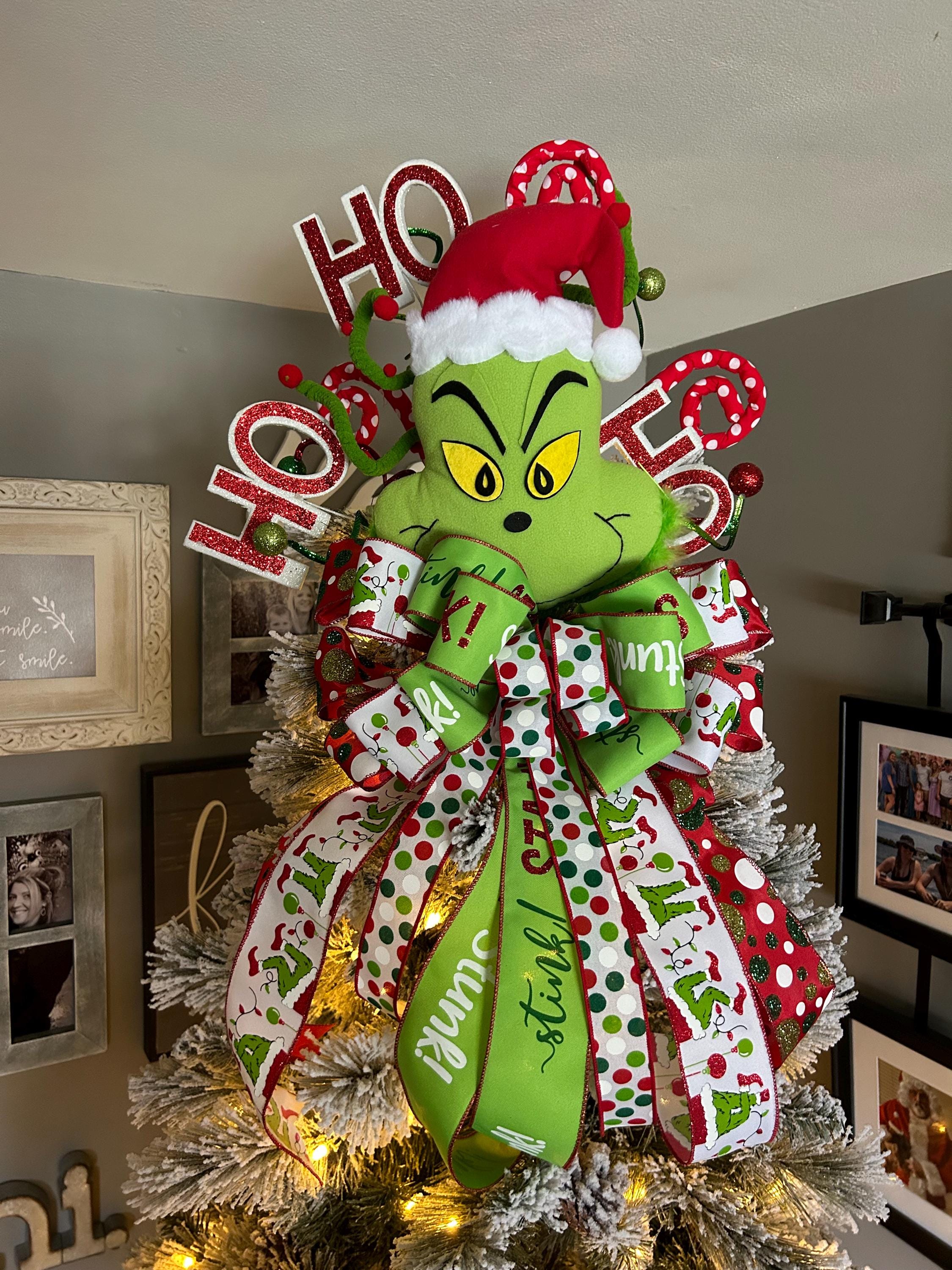 Grinch Inspired Tree Topper, Green Monster Tree Topper, Christmas Tree ...