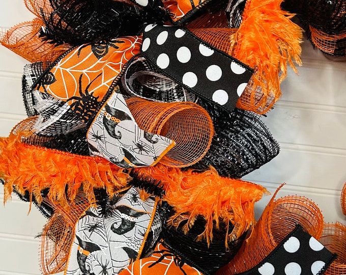 Halloween Garland, Mantle Garland, Witch Halloween Garland, Orange and ...