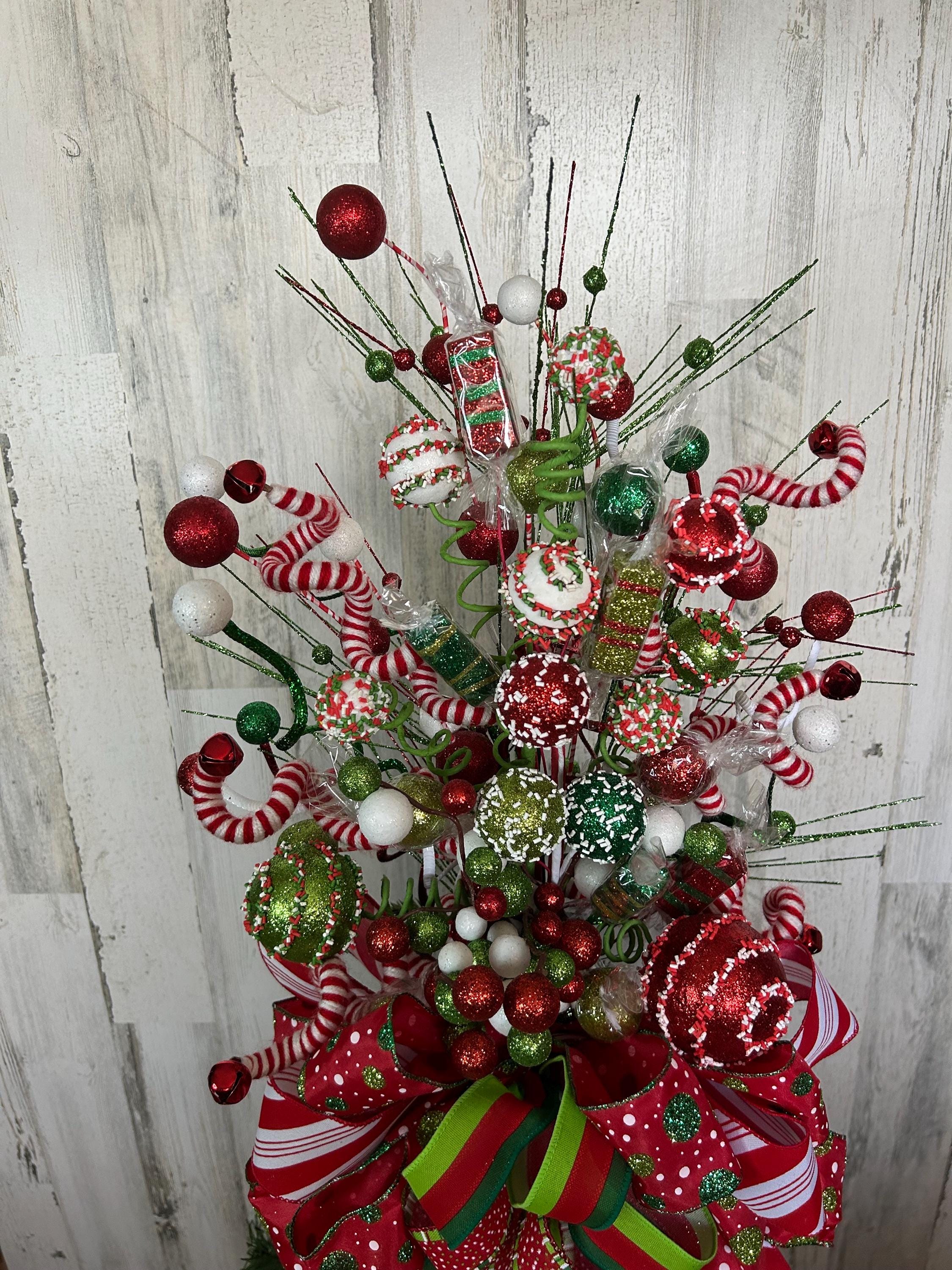 Red and Green Christmas Tree Topper - Whimsical Topper for Christmas ...