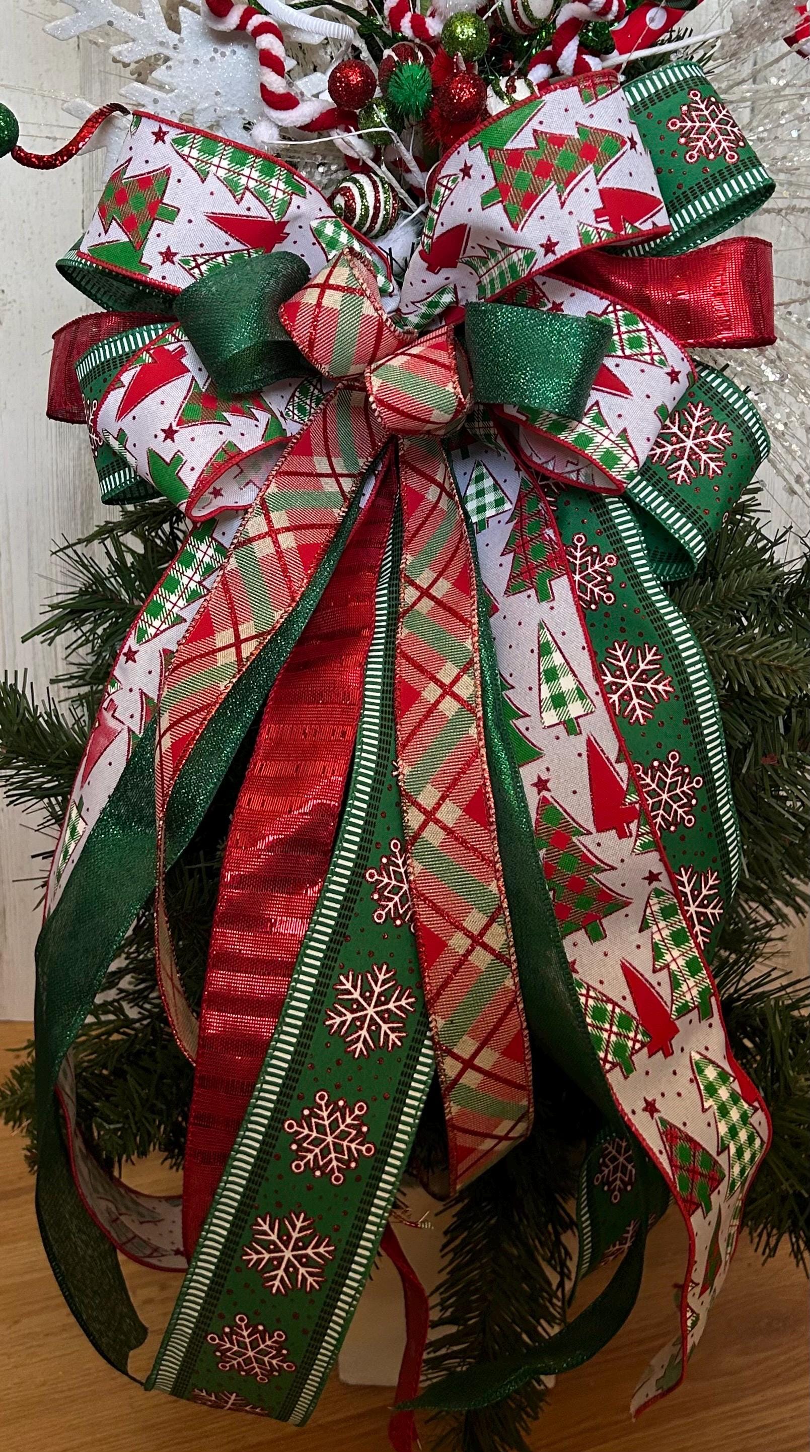 Red and Green Christmas Tree Topper - Whimsical Topper for Christmas ...