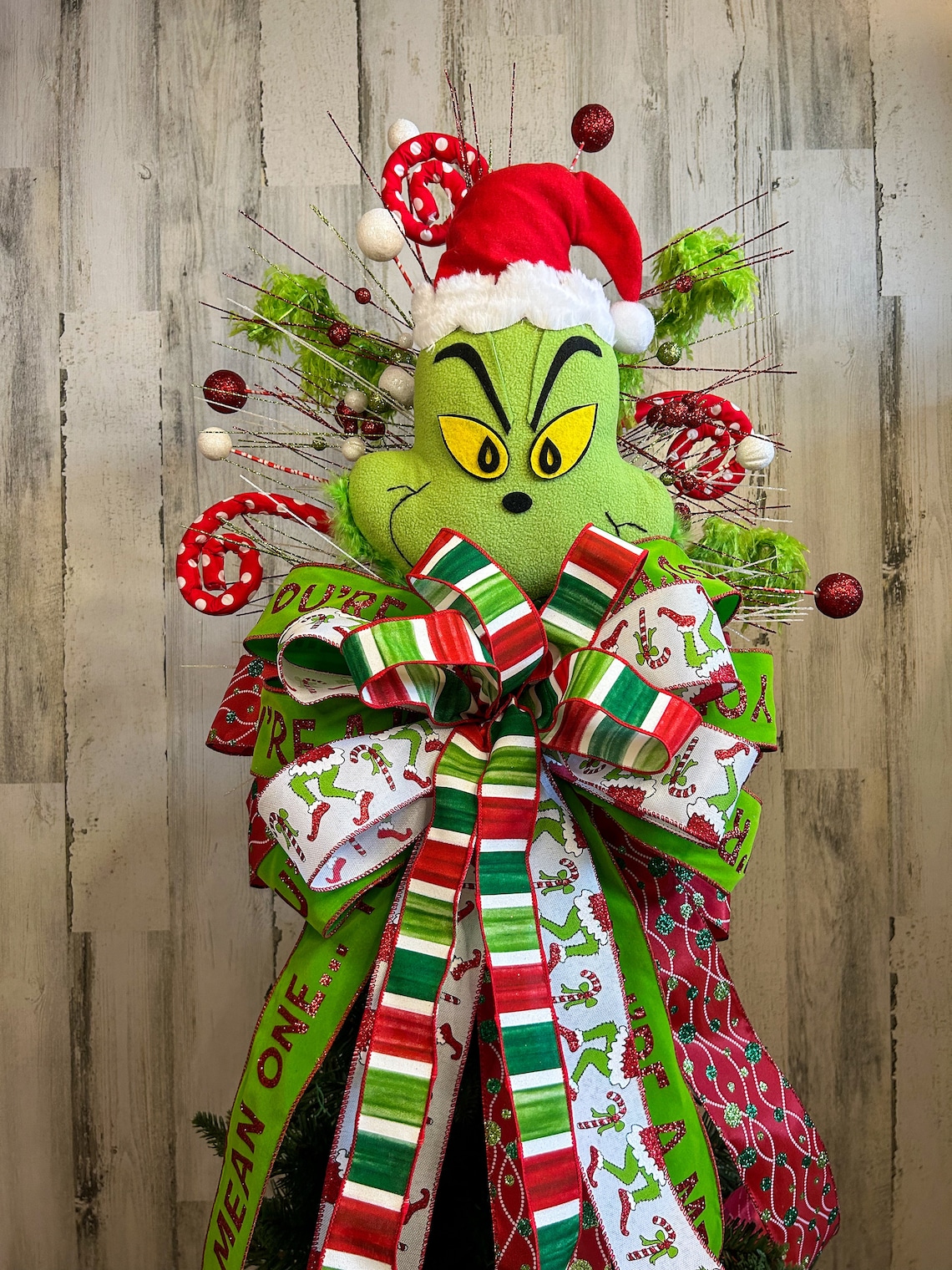 Grinch Inspired Tree Topper, Green Monster Tree Topper, Christmas Tree ...
