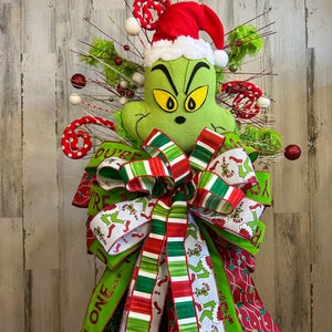 Grinch Inspired Tree Topper, Green Monster Tree Topper, Christmas Tree ...