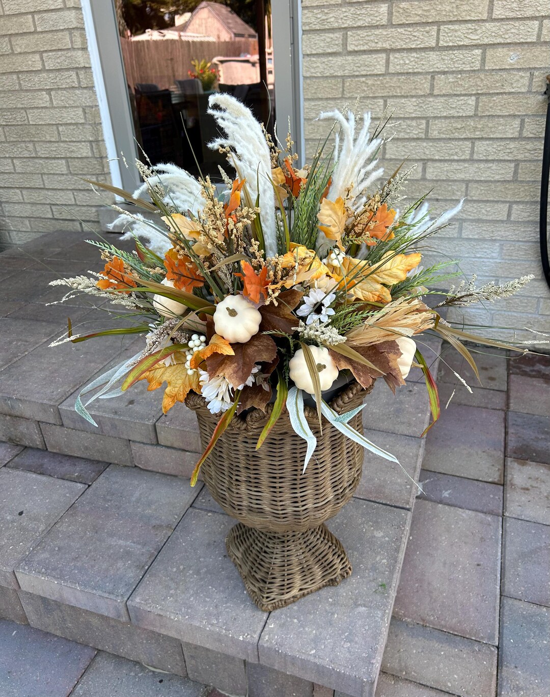 Fall Urn Filler, Autumn Floral Arrangement, Front Porch Decor - Etsy