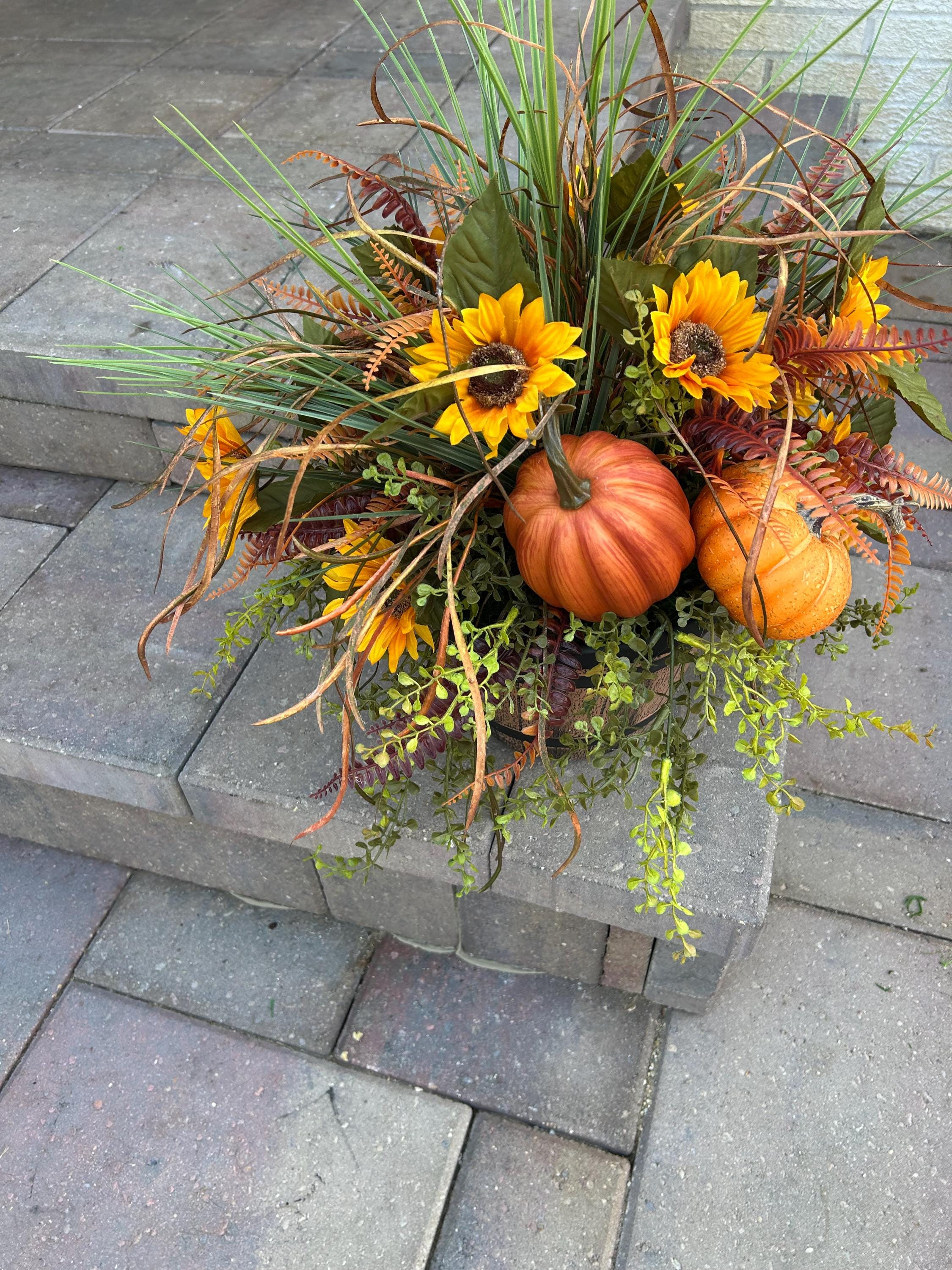 Fall Faux Flower Urn Filler: Autumn Porch Deco, Fall Front Porch ...