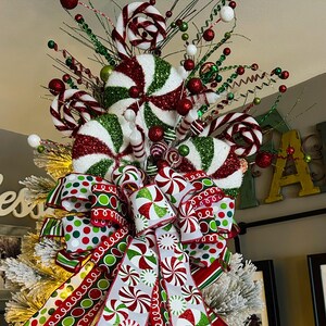 Whimsical Tree Topper, Red and Green Tree Topper, Red and Green ...