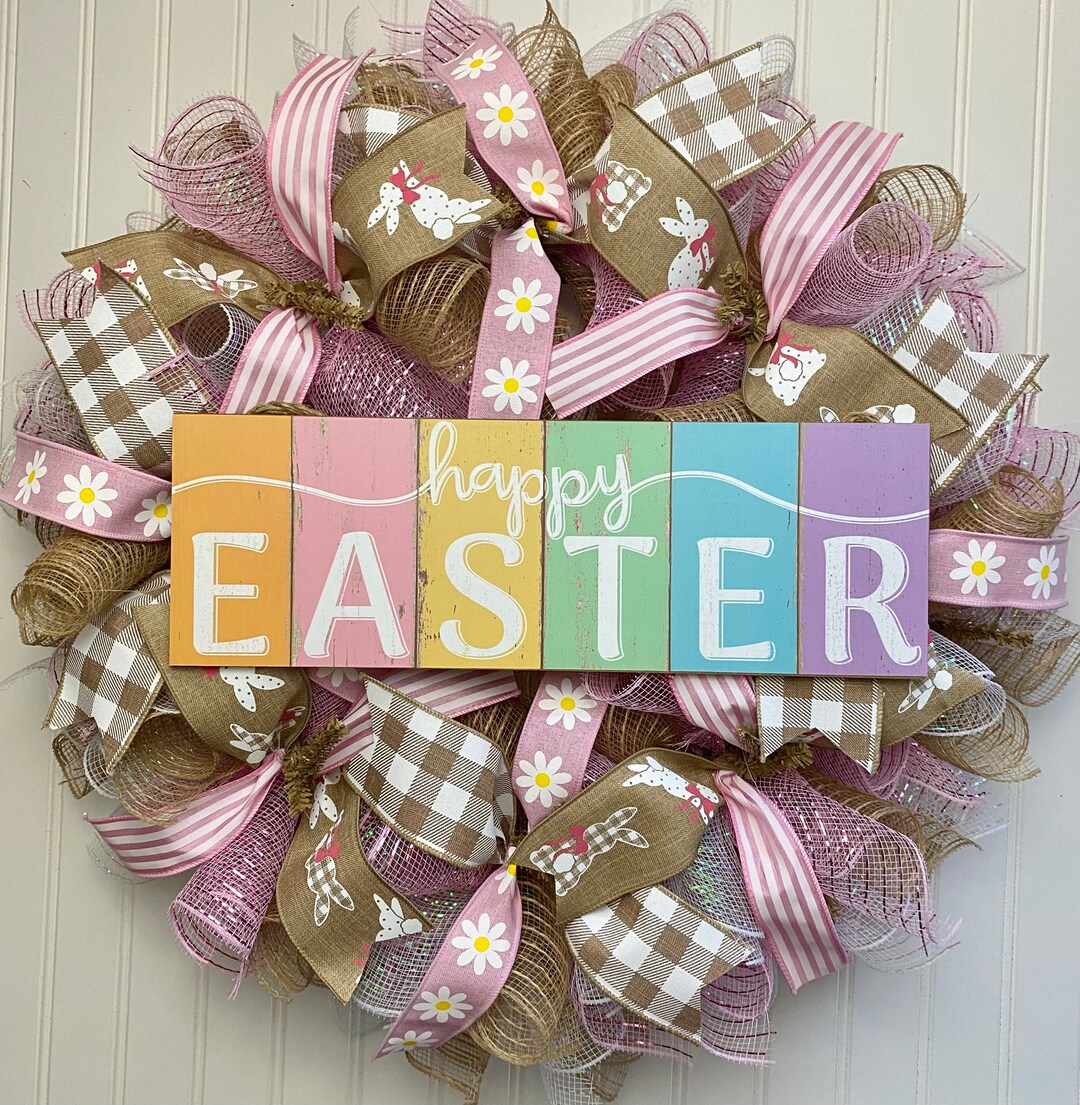 Easter Wreath, Bunny Wreath, Farmhouse Easter Wreath, Spring Wreath ...