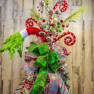 Grinch Inspired Tree Topper, Green Monster Tree Topper, Christmas Tree ...