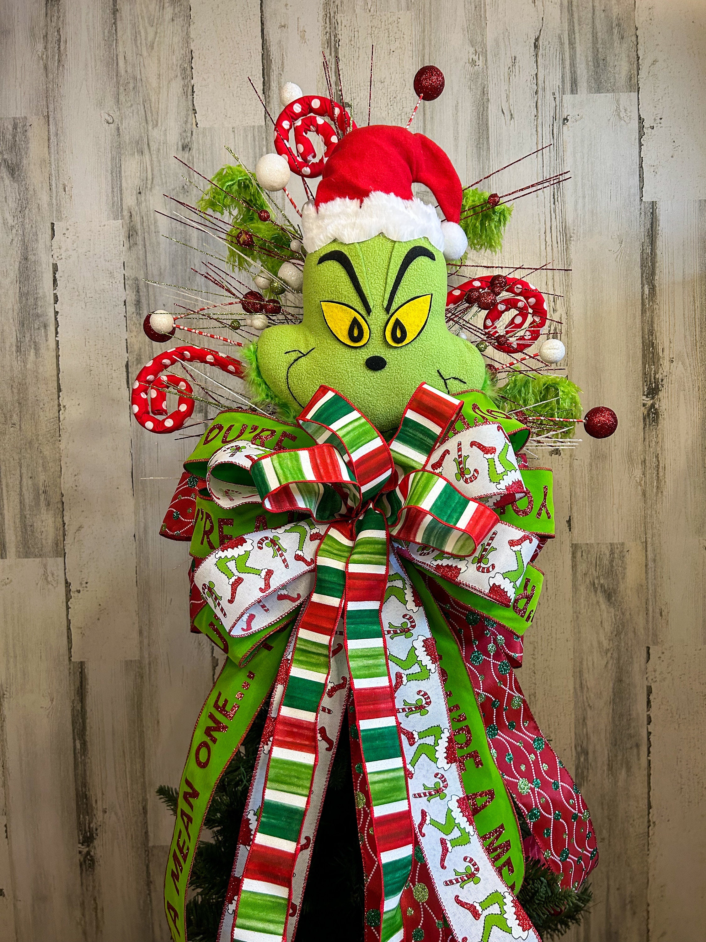 Grinch Inspired Tree Topper, Green Monster Tree Topper, Christmas Tree ...