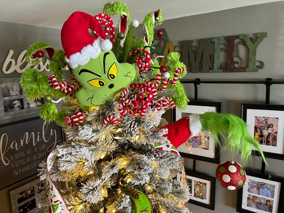 Extra Large Grinch Christmas Tree Topper: Whimsical Holiday Decor - Etsy