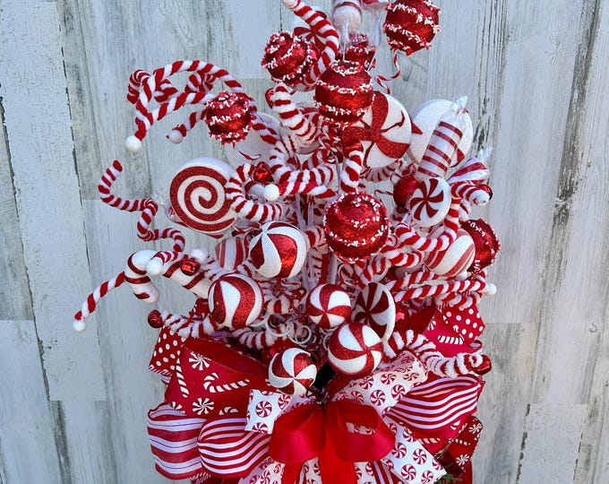 Christmas Tree Topper 360 Degrees View Red and White Candy Cane ...