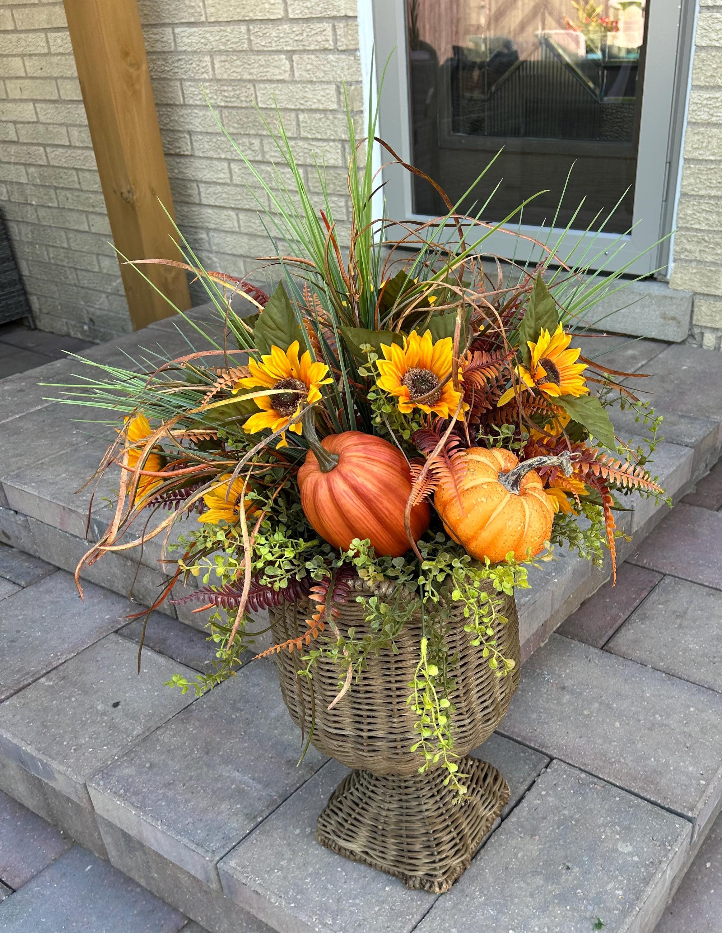 Fall Faux Flower Urn Filler: Autumn Porch Deco, Fall Front Porch ...