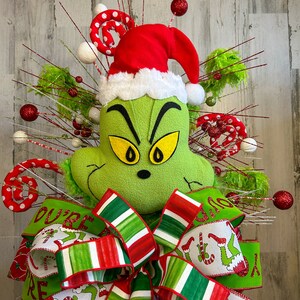 Grinch Inspired Tree Topper, Green Monster Tree Topper, Christmas Tree ...