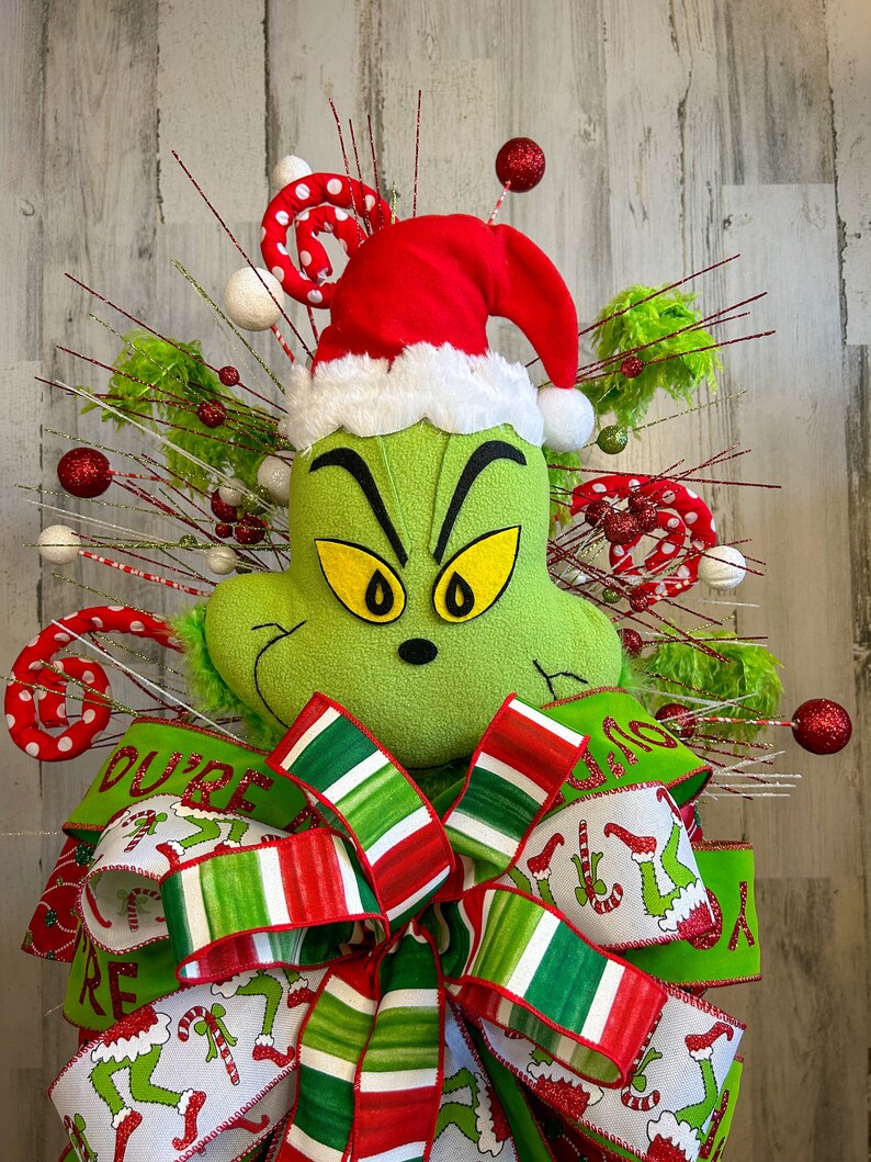 Grinch Inspired Tree Topper, Green Monster Tree Topper, Christmas Tree ...