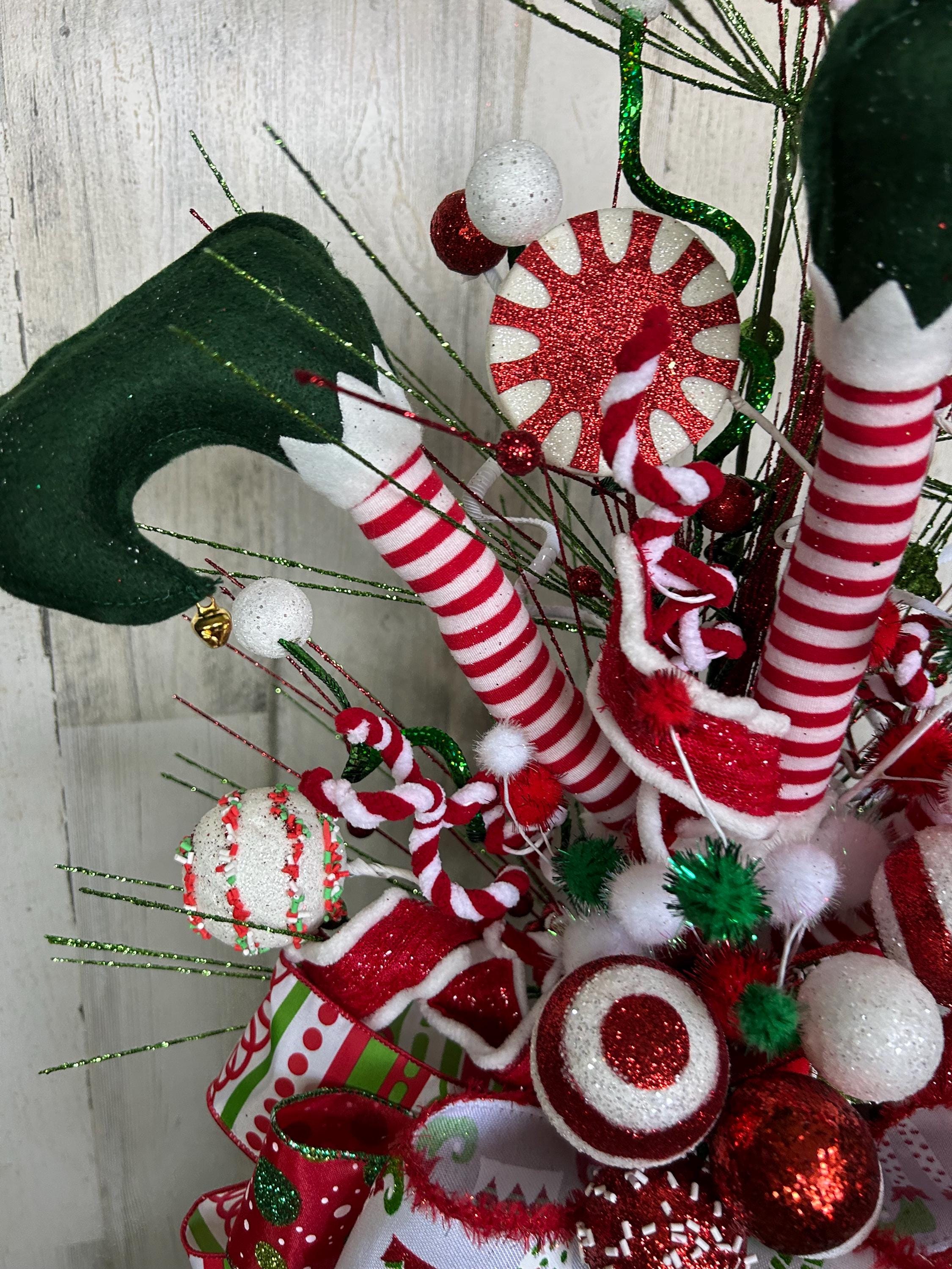 Elf Christmas Tree Topper, Elf Tree Topper, Peppermint Candy Tree ...