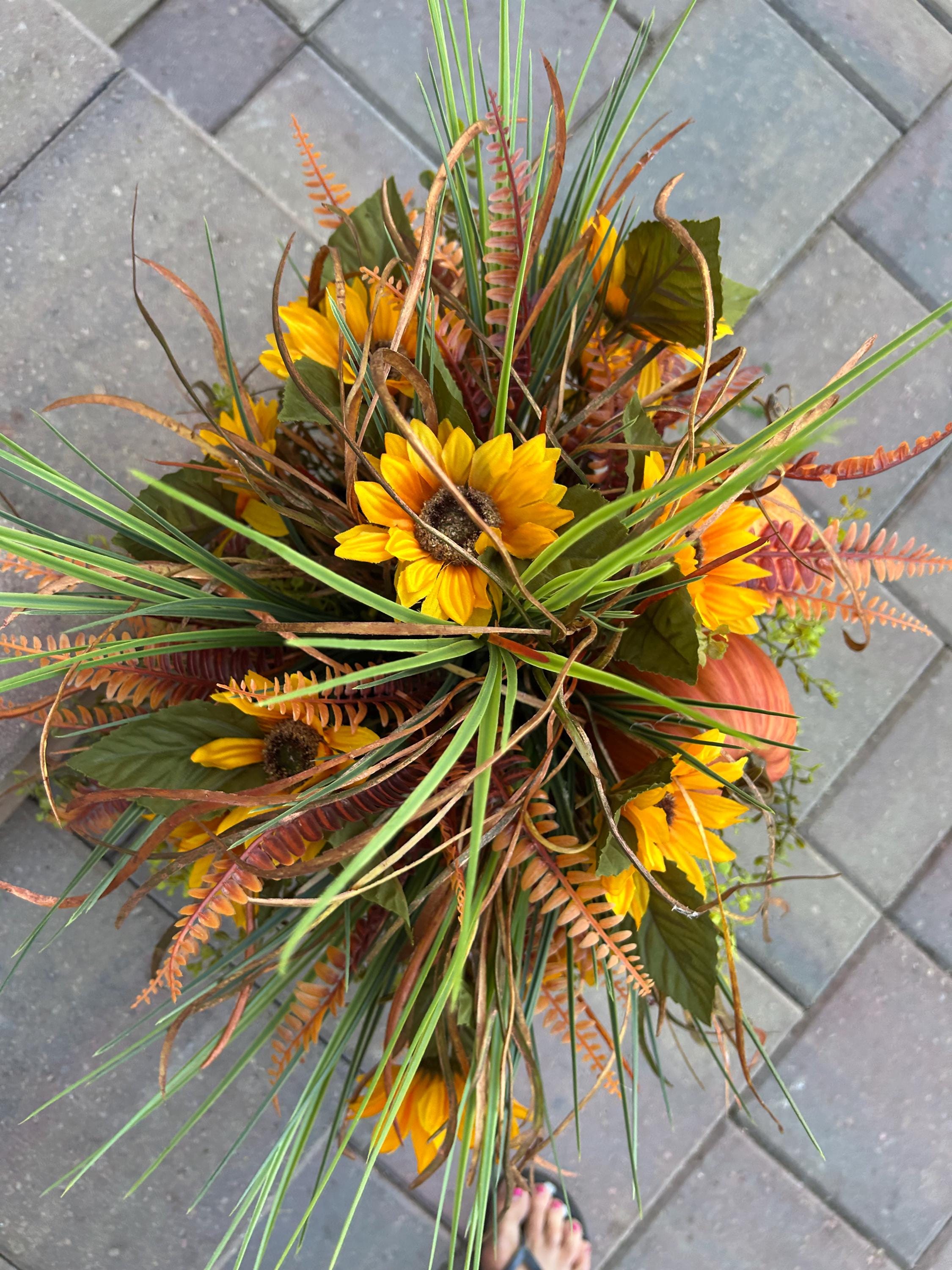 Fall Faux Flower Urn Filler: Autumn Porch Deco, Fall Front Porch ...