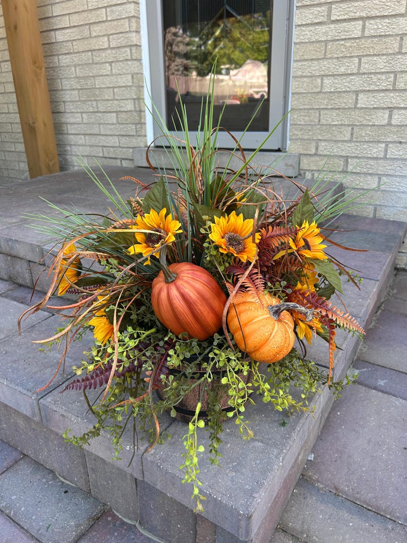 Fall Faux Flower Urn Filler: Autumn Porch Deco, Fall Front Porch ...