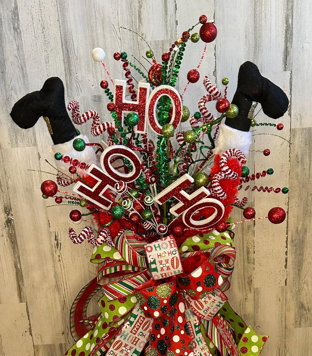 Santa Legs Christmas Tree Topper: Whimsical Holiday Decor - Etsy
