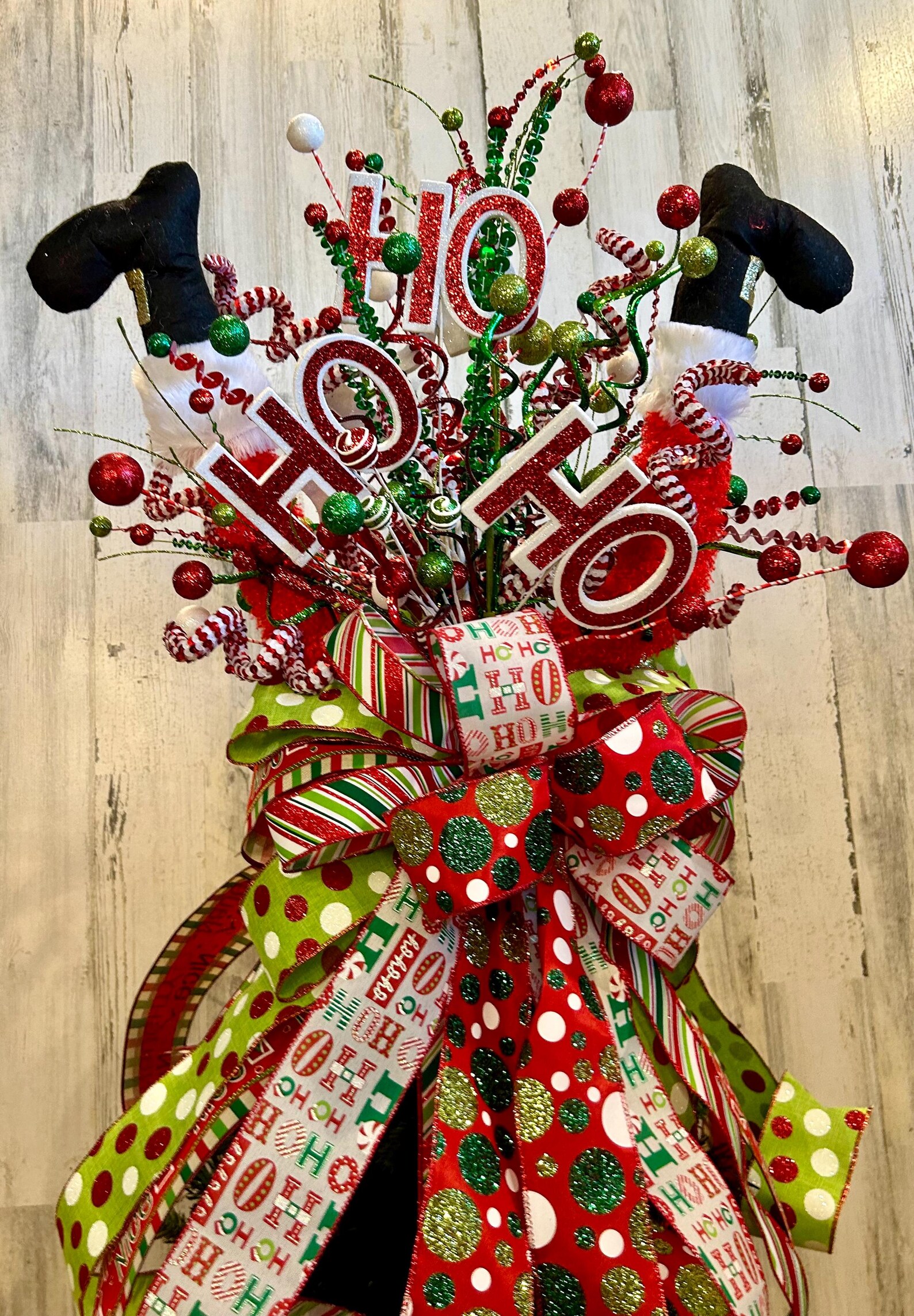 Santa Legs Christmas Tree Topper: Whimsical Holiday Decor - Etsy
