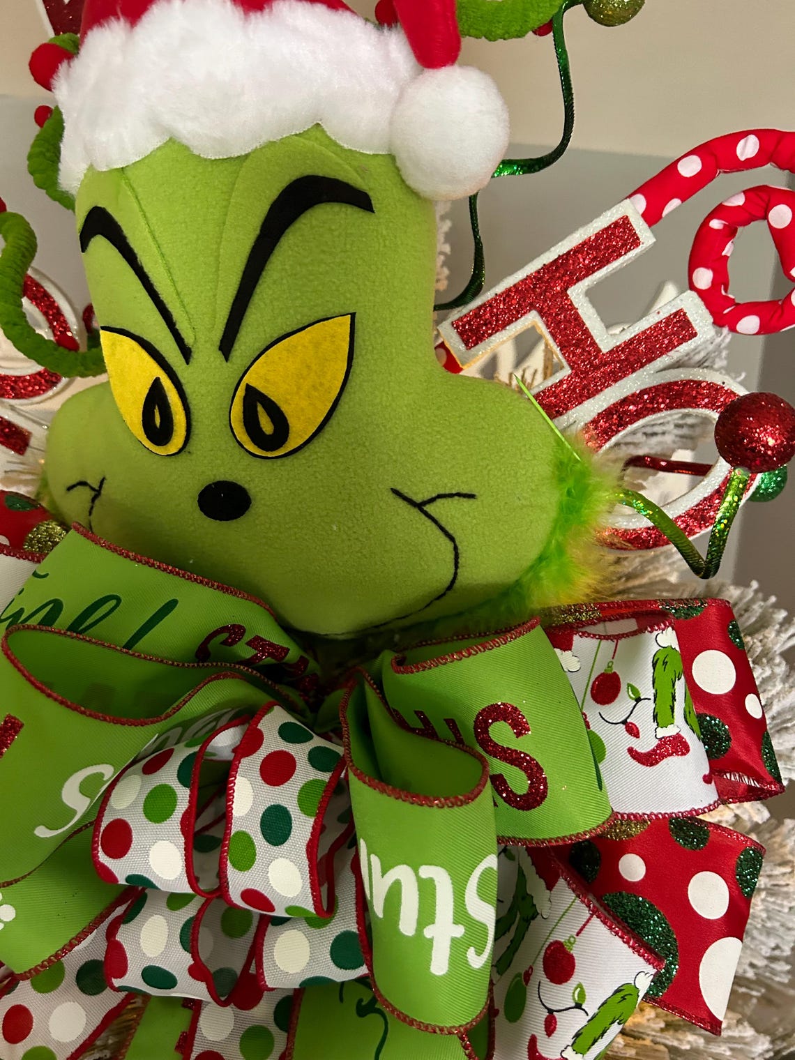 Grinch Inspired Tree Topper, Green Monster Tree Topper, Christmas Tree ...