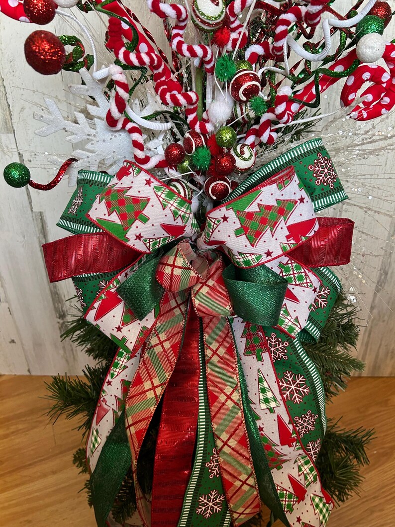Red and Green Christmas Tree Topper - Whimsical Topper for Christmas ...