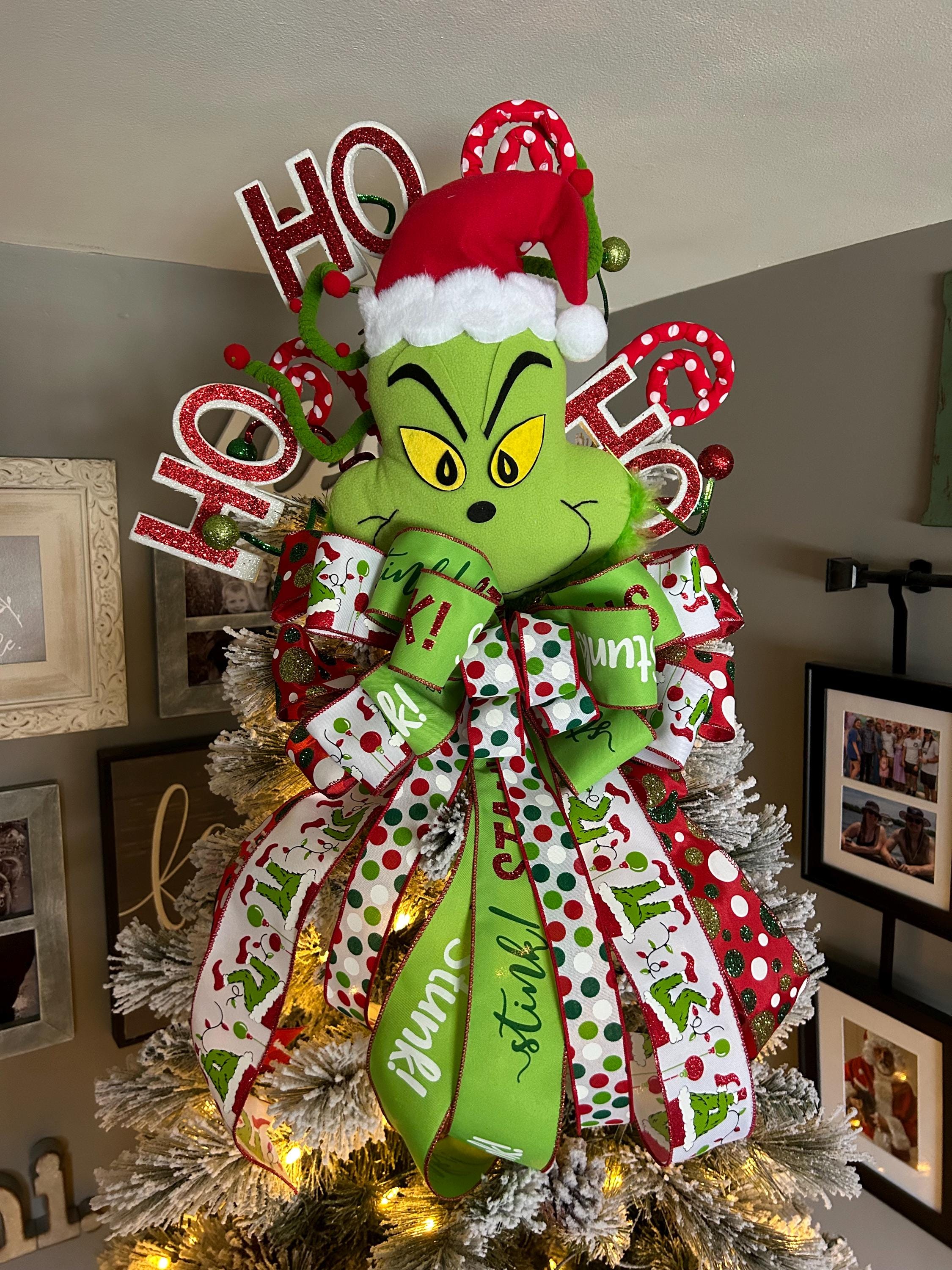 Grinch Inspired Tree Topper, Green Monster Tree Topper, Christmas Tree ...