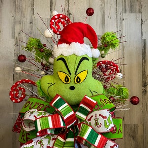 Grinch Inspired Tree Topper, Green Monster Tree Topper, Christmas Tree ...