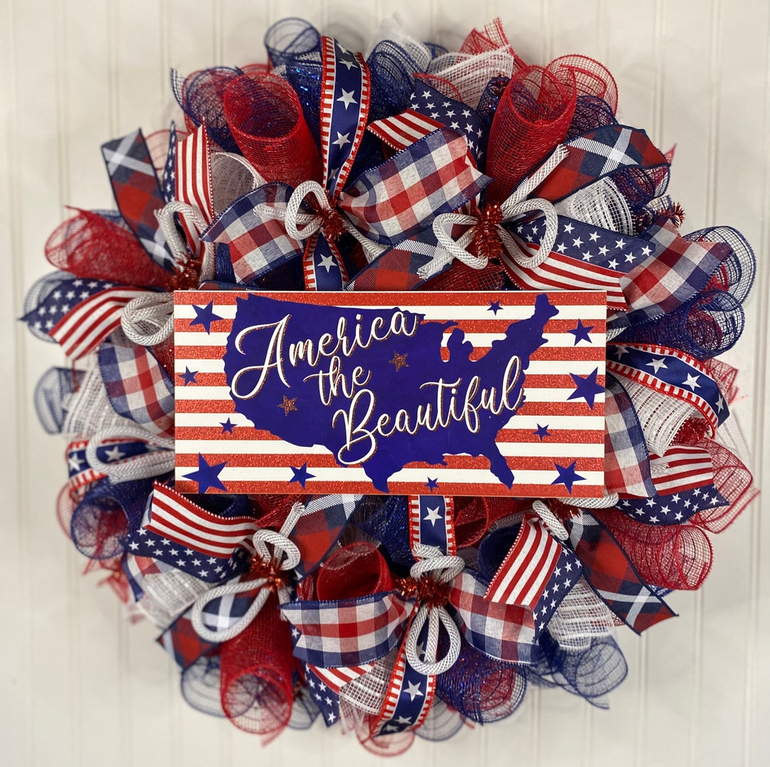 Patriotic Wreath, Americana Wreath, Farmhouse Wreath, Memorial Day ...