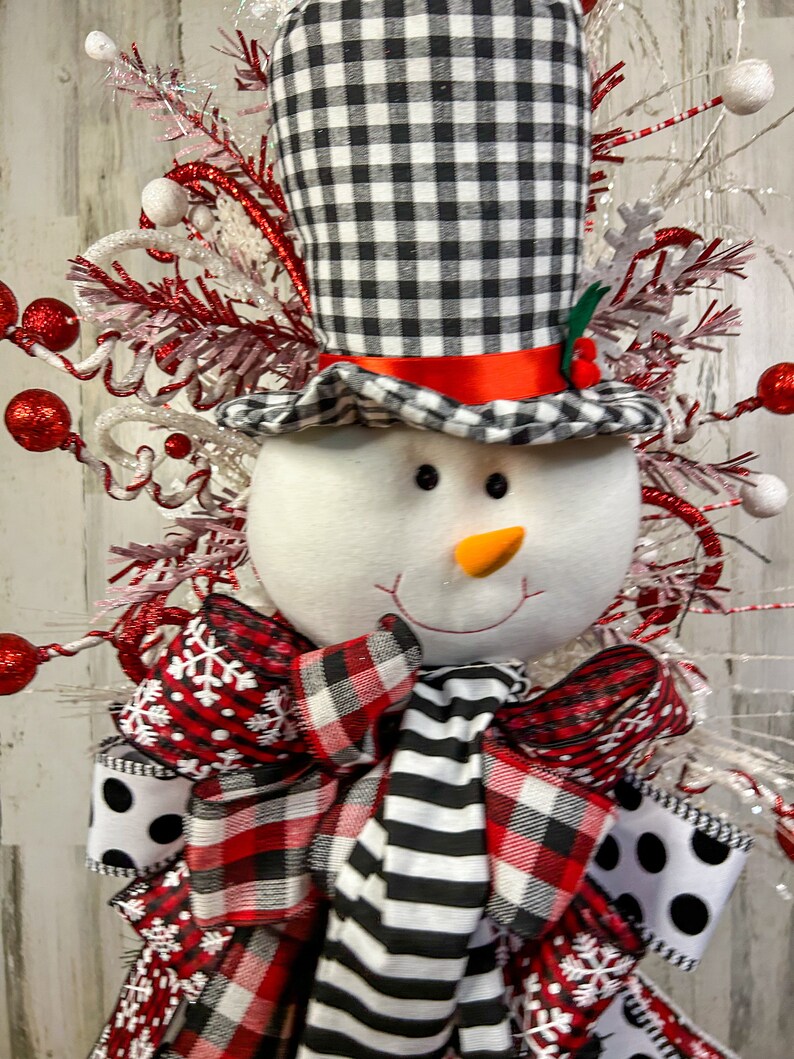Snowman Tree Topper- Christmas Tree Topper - Red and Black Christmas ...