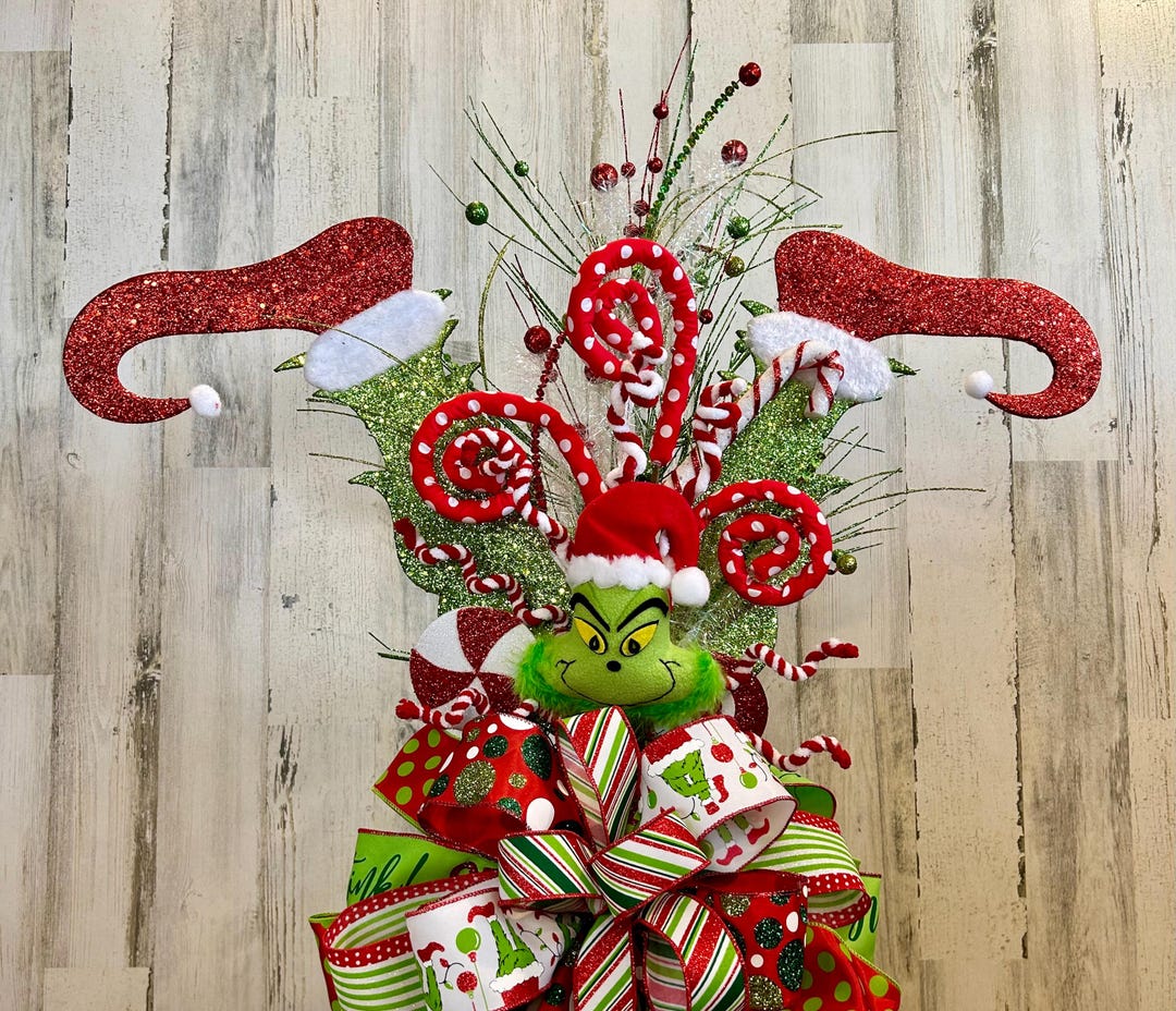 Grinch Inspired Tree Topper, Green Monster Tree Topper, Christmas Tree ...