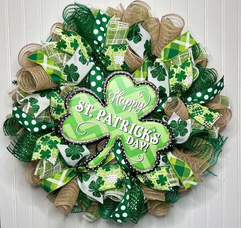 St. Patricks Day Wreath Buffalo Check St Patricks Day - Etsy