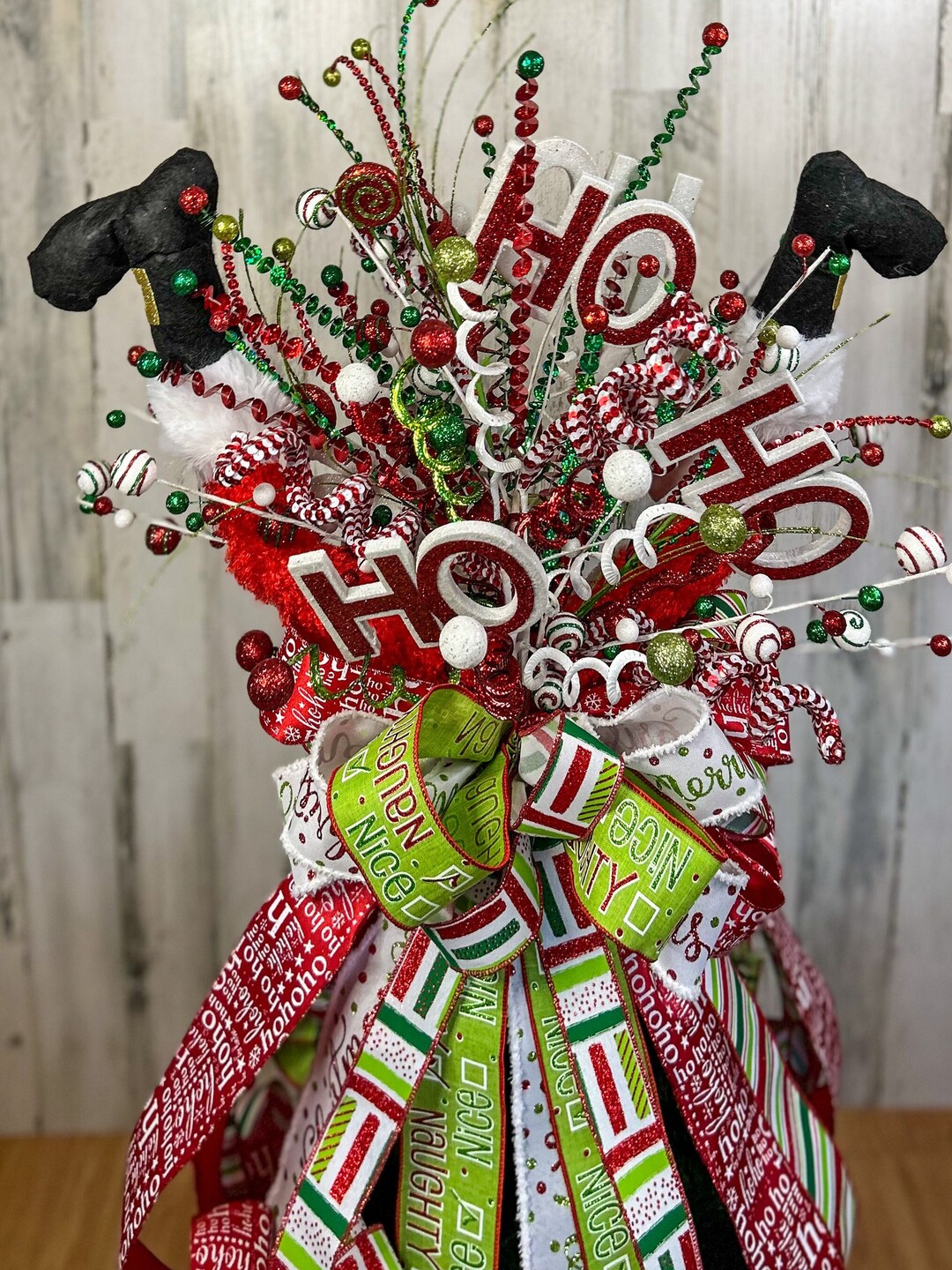 Tree Topper Santa Leg Tree Topper Christmas Tree Topper - Etsy