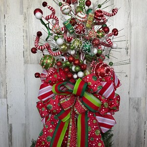 Red and Green Christmas Tree Topper - Whimsical Topper for Christmas ...