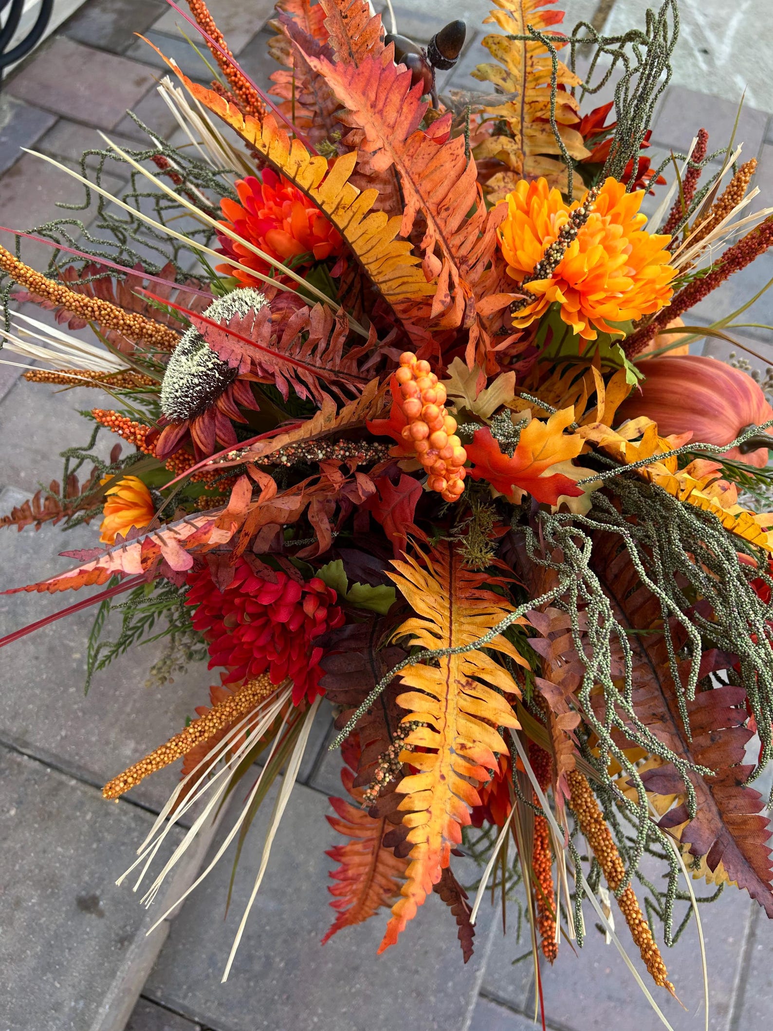 Fall Faux Flower Urn Filler: Autumn Porch Decor Centerpiece, Fall Front ...