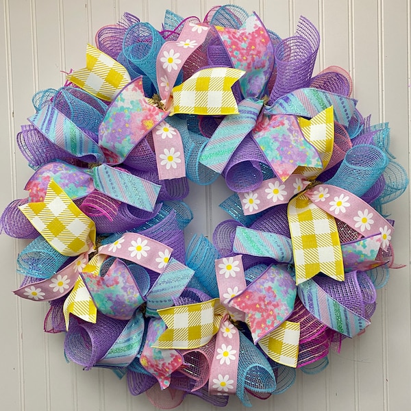 Spring Mesh Wreath - Etsy