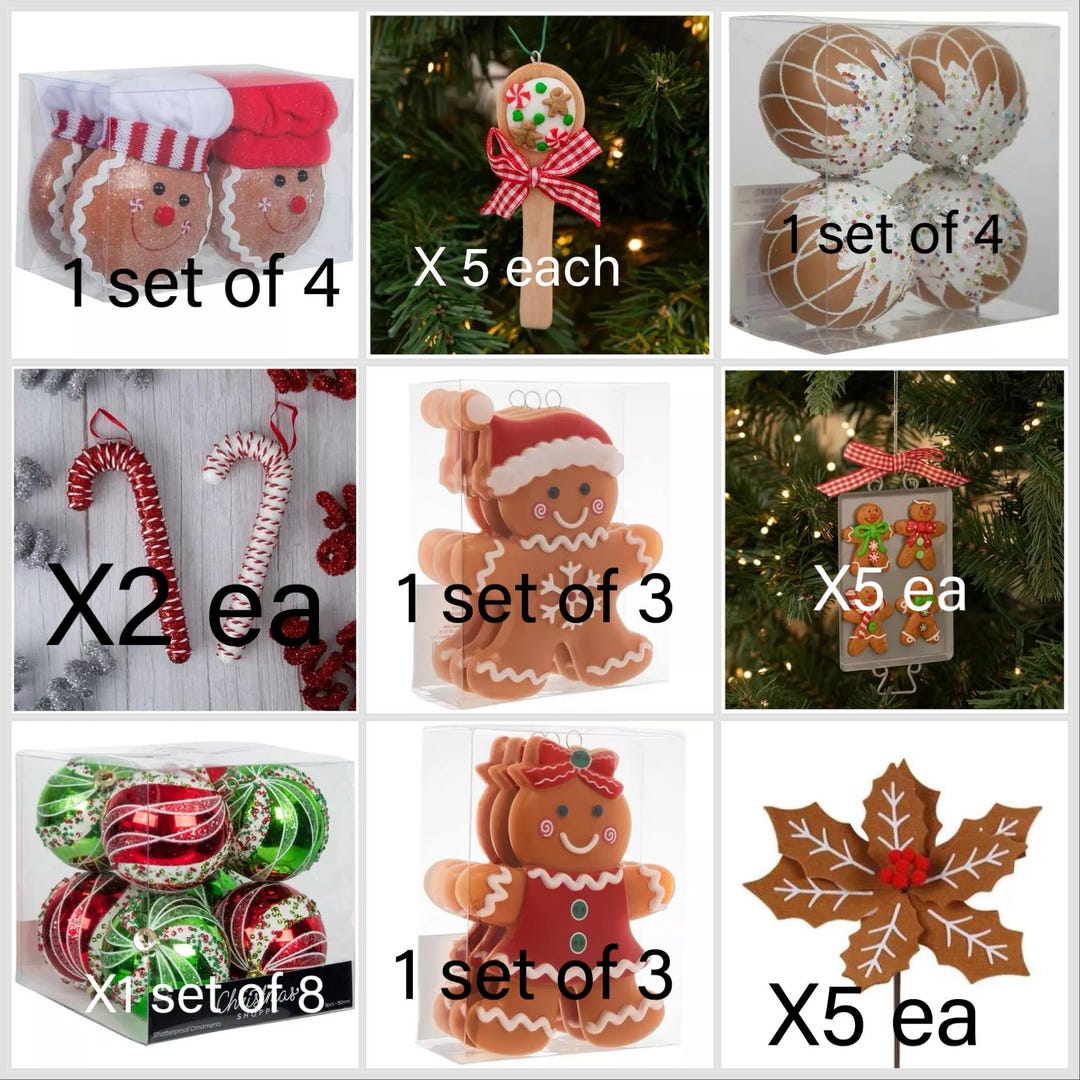 Gingerbread Christmas Tree Ornament Bundle: Candyland Decor - Etsy