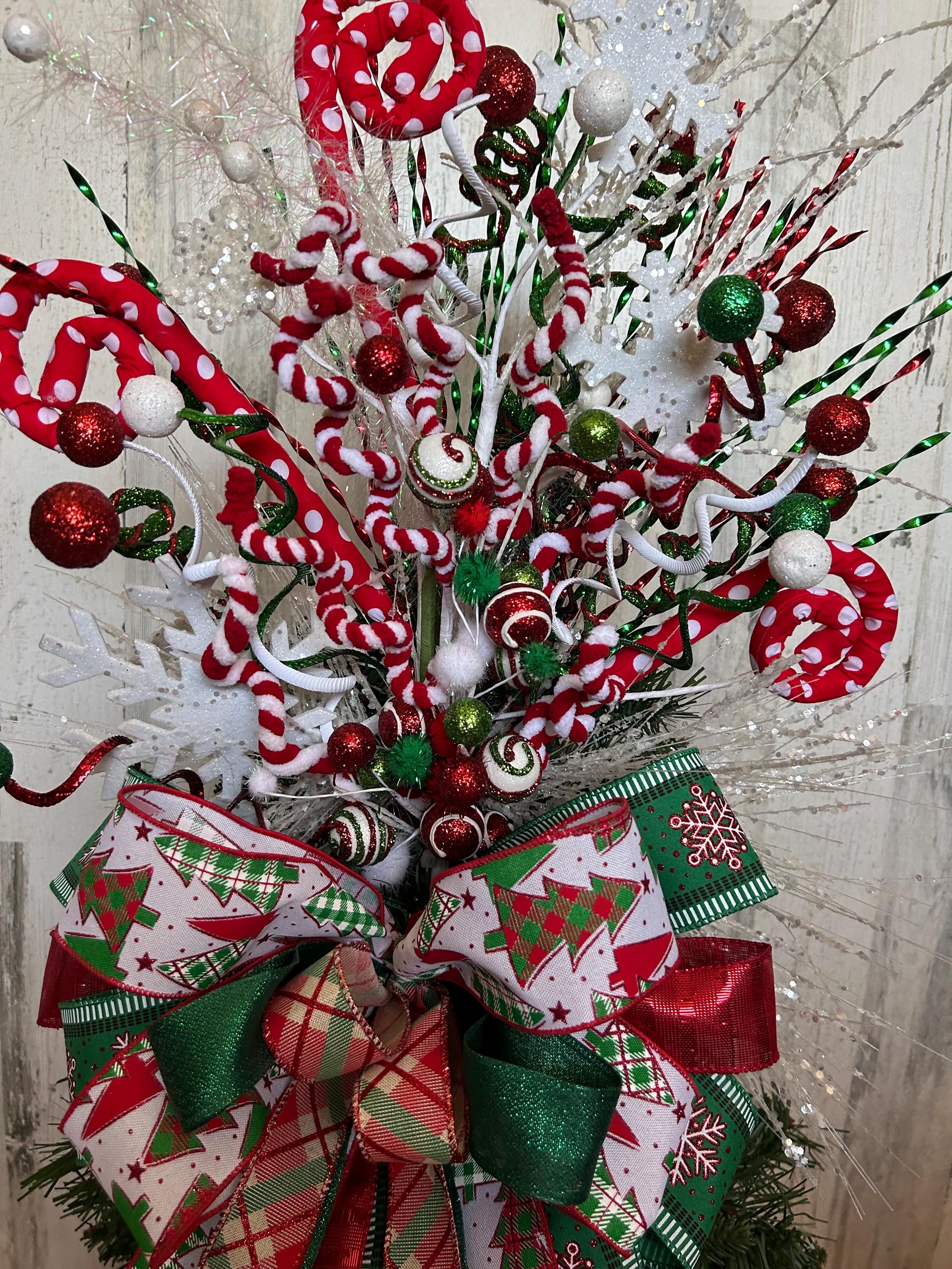 Red and Green Christmas Tree Topper - Whimsical Topper for Christmas ...